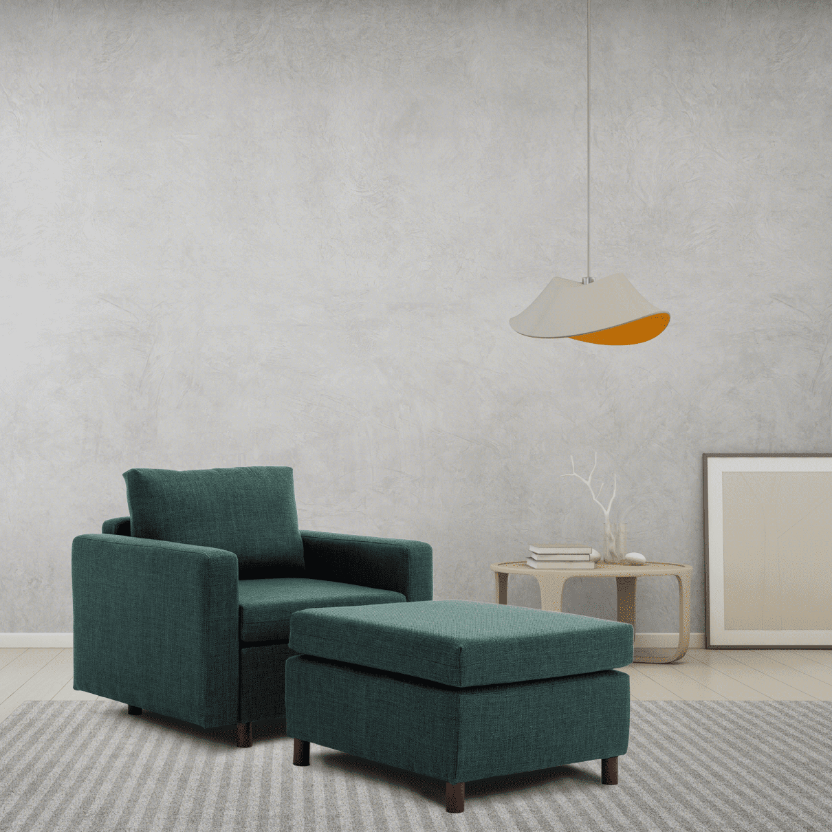 Modern Linen Single Seat Module Sofa, Sectional Couch With 1 Ottoman ...