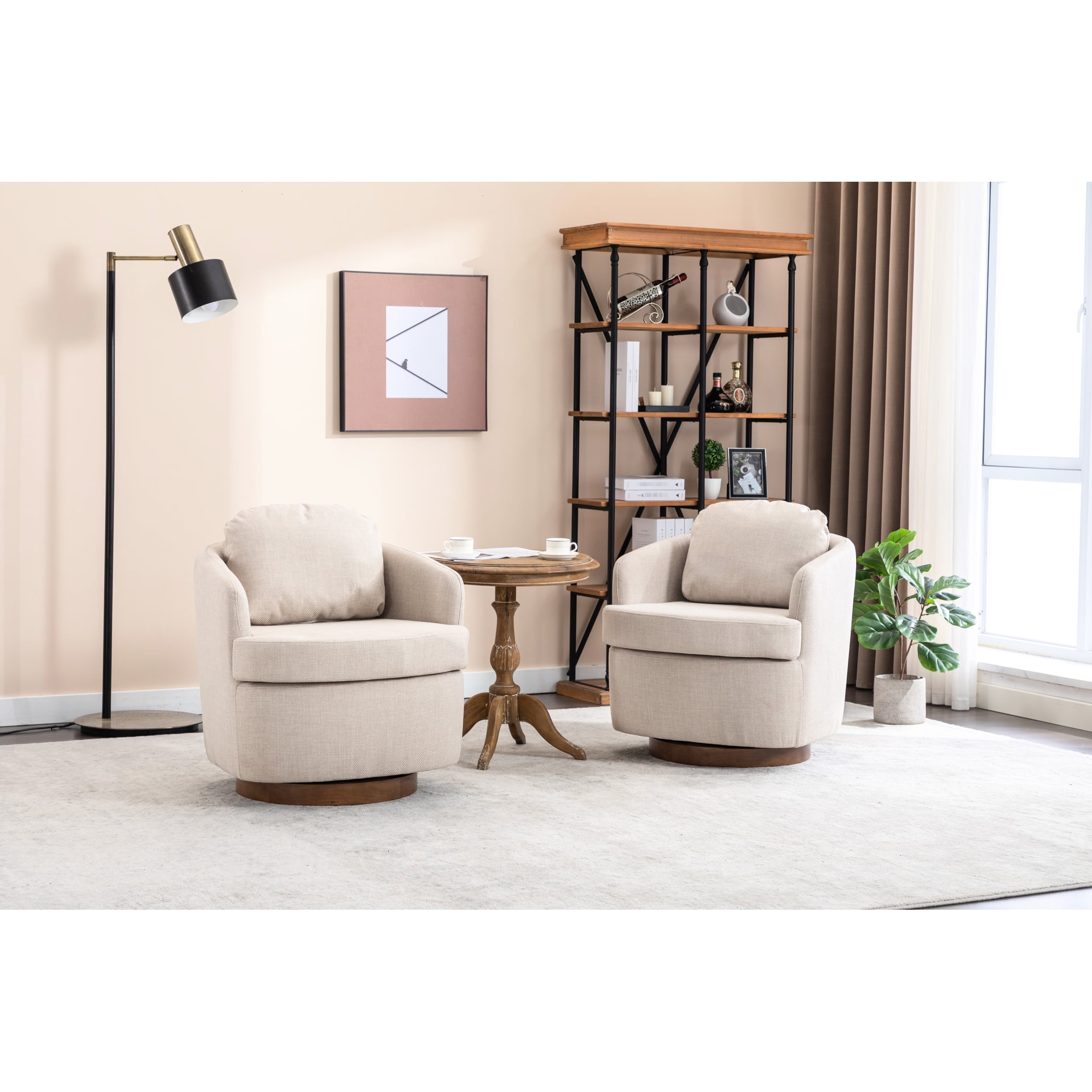 Modern Linen Swivel Accent Chair With Base Leg - 28.34 In Product Width ...