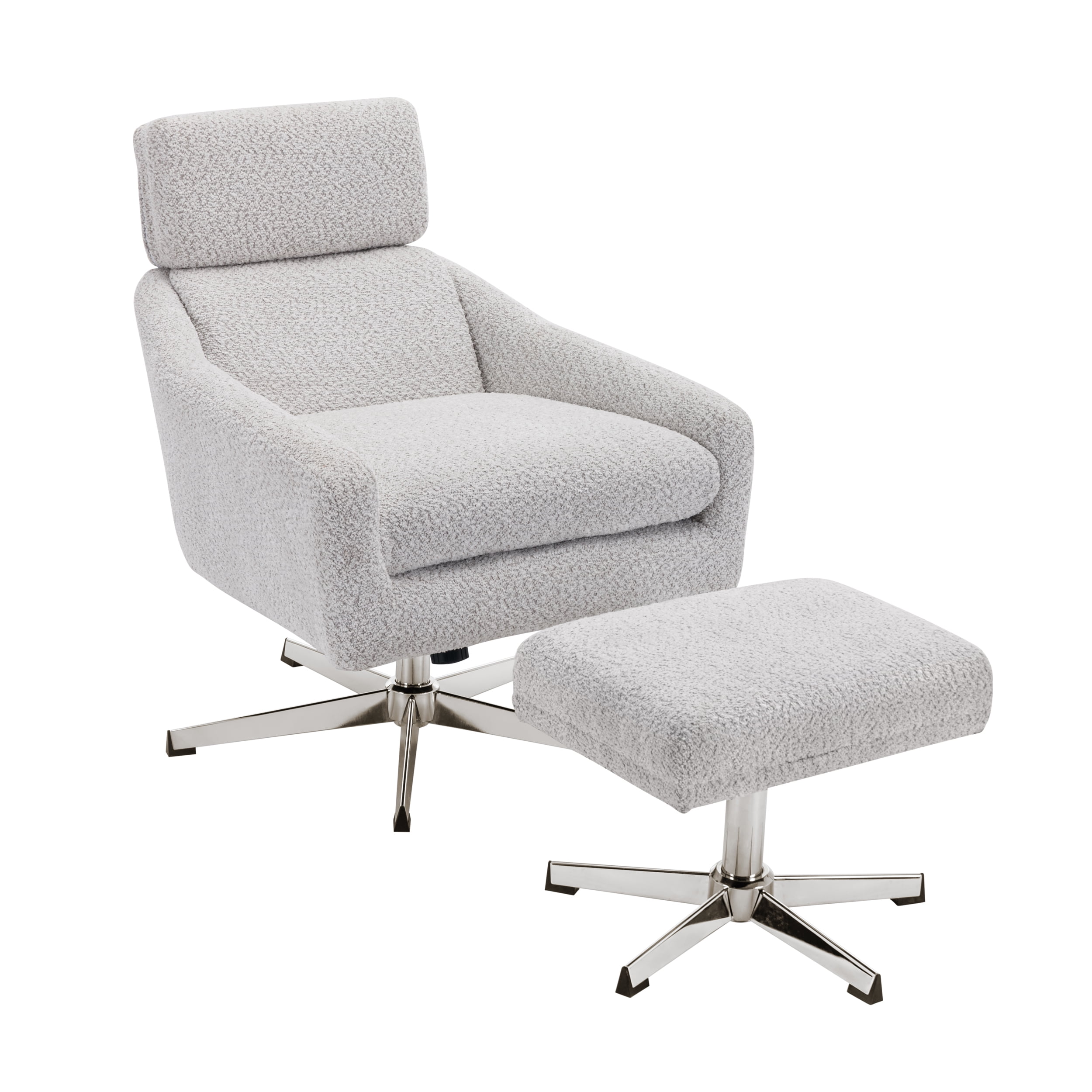 Modern Linen Swivel Armchair with Ottoman, Ergonomic Lounge Chair with ...