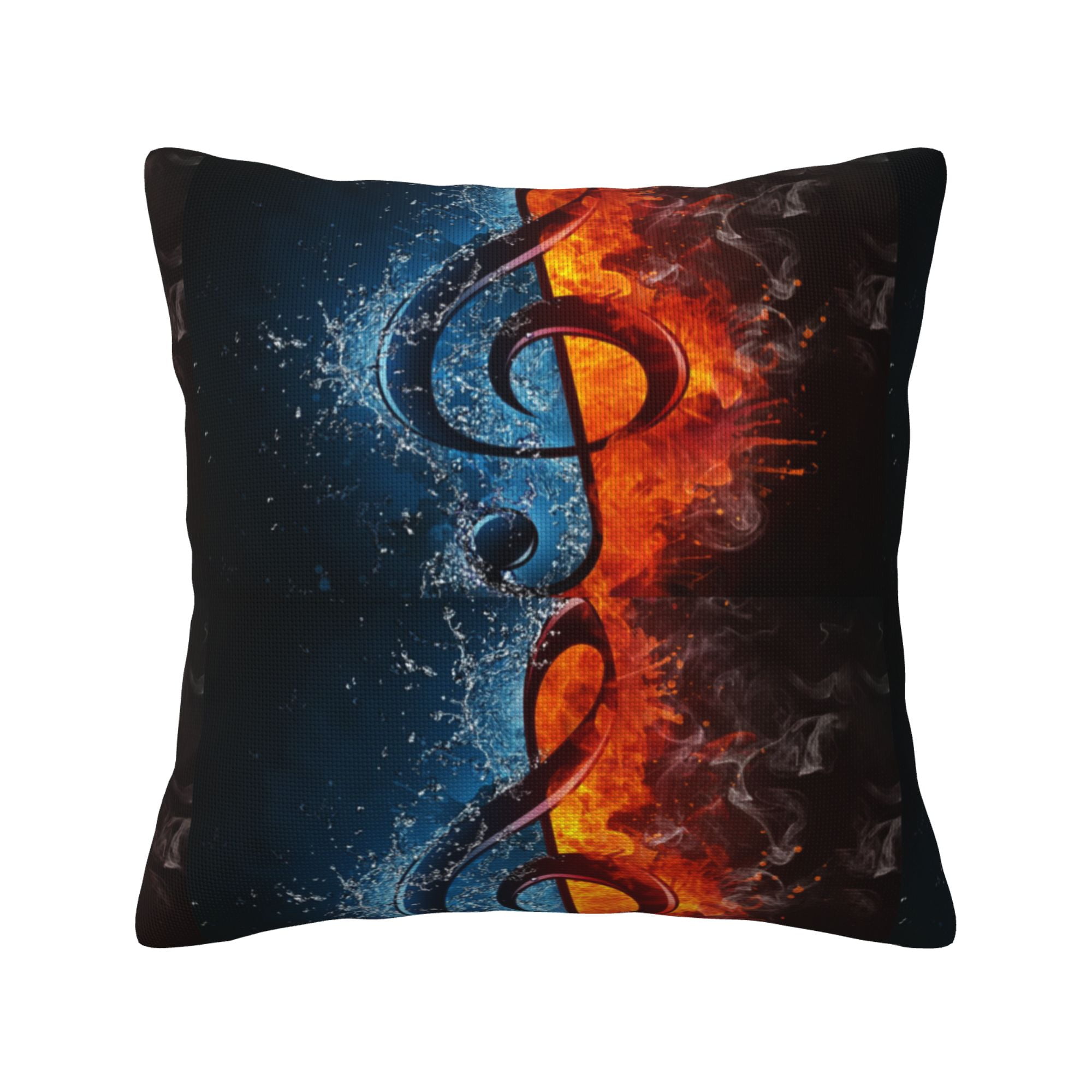 Modern Linen Throw Pillow Covers Burning Music Note Illustration Of The ...