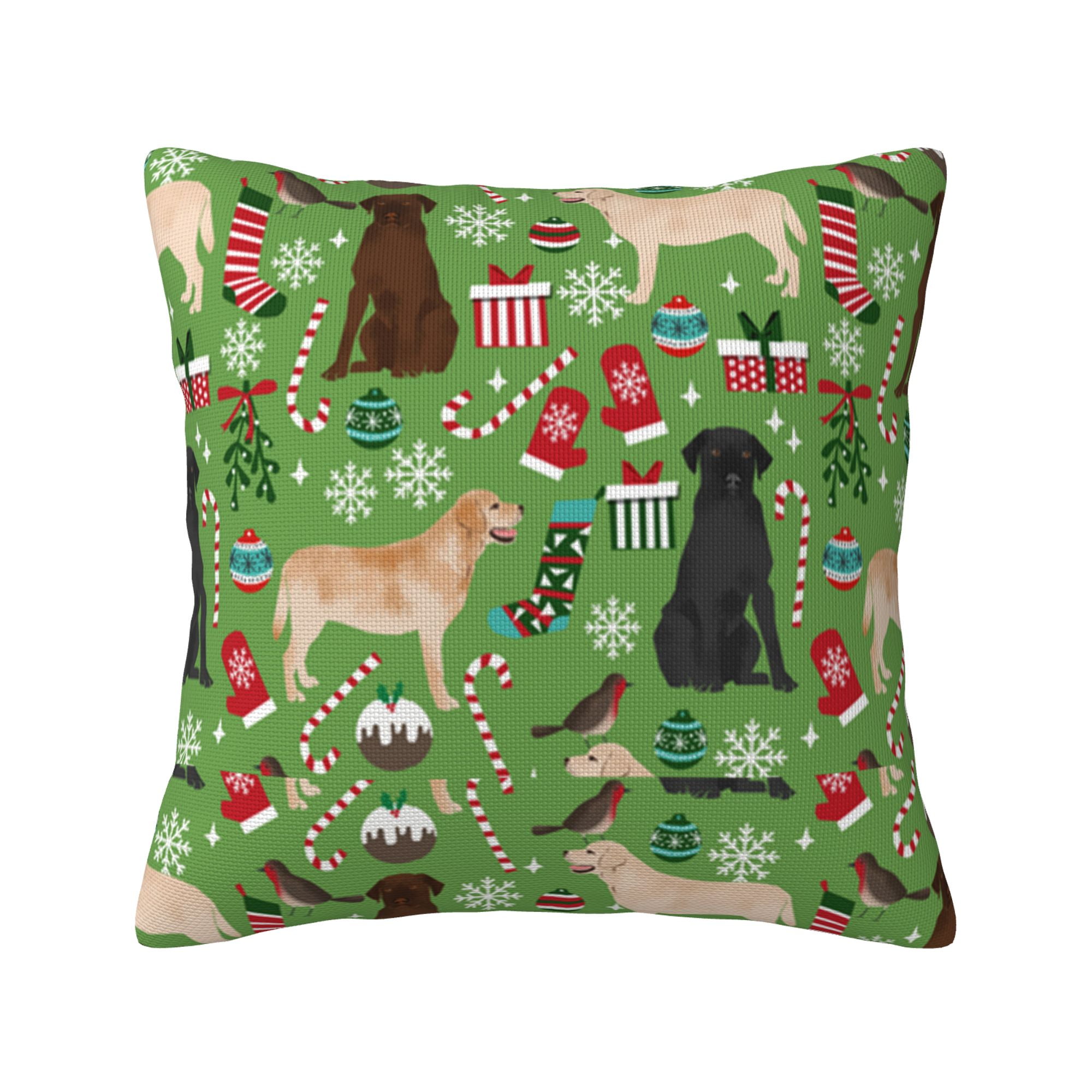 Modern Linen Throw Pillow Covers Labrador Christmas Cute Dog Pillow ...