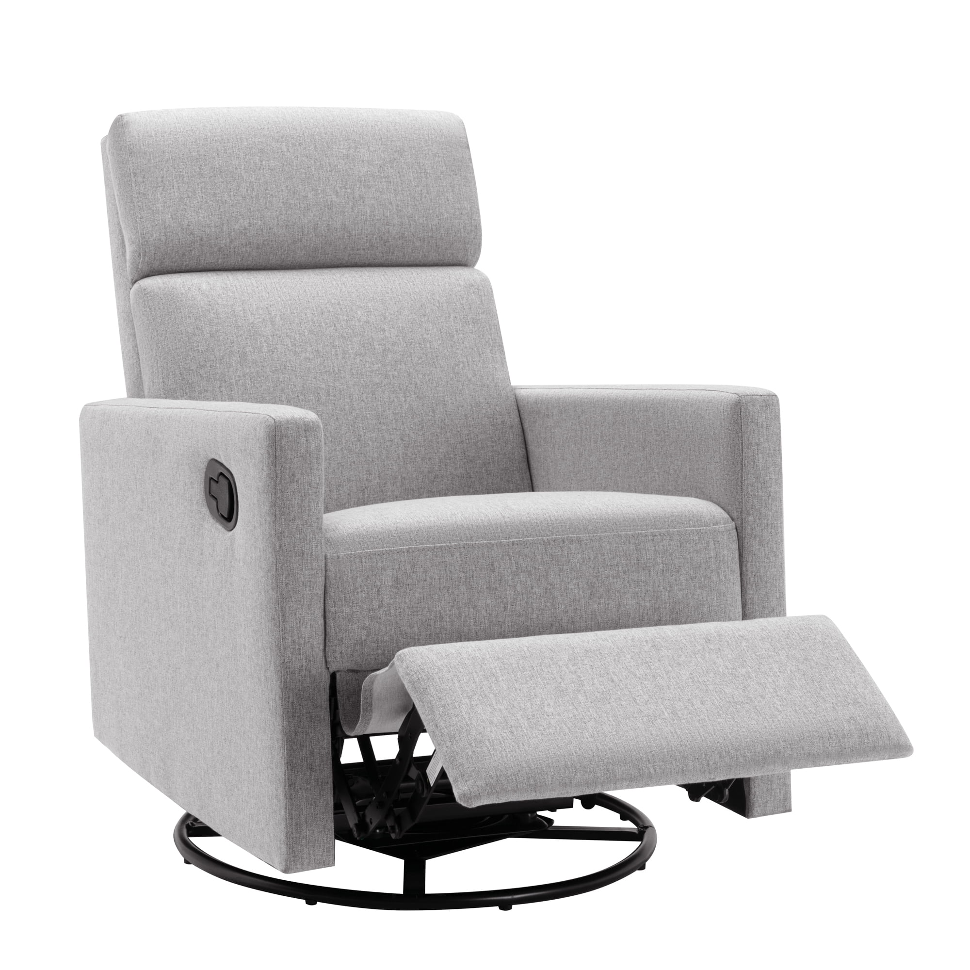 Modern Linen Upholstered Rocking Chair, 360° Swivel Glider Recliner ...