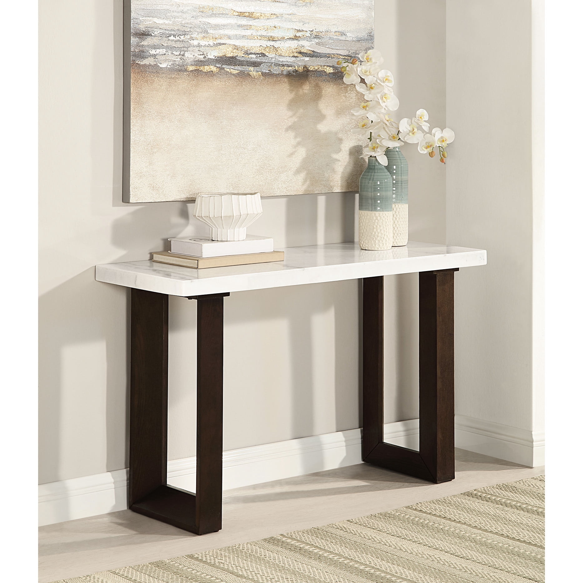Modern Living Area Table With White Marble Top And Frame - Stylish ...