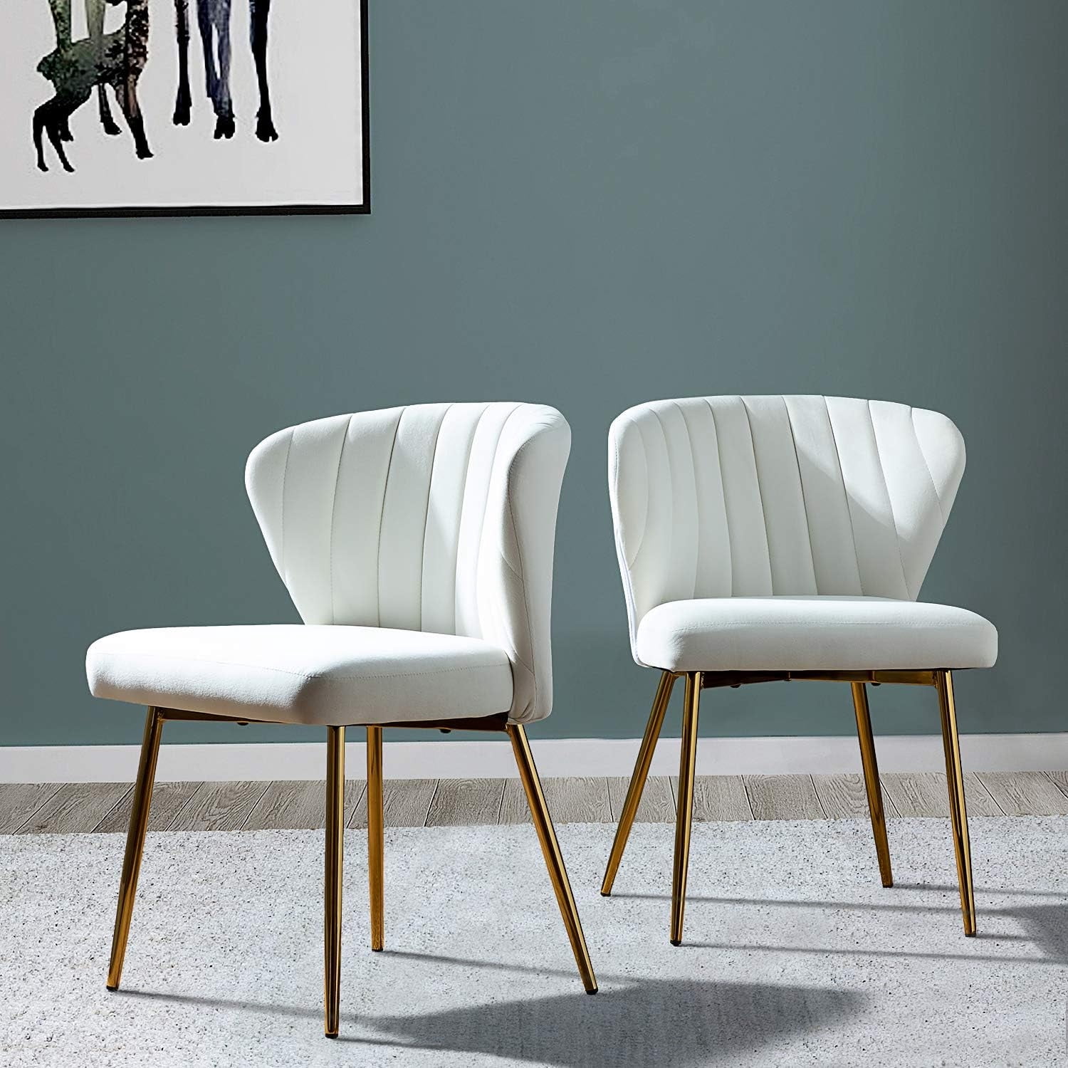 Modern Living Dining Room Chairs Small Velvet Chair with Golden Metal ...