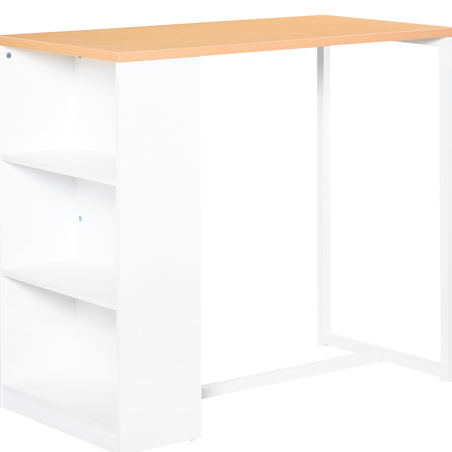 Modern Living Room Bar Table With 3 Storage Shelves, White Color Scheme ...