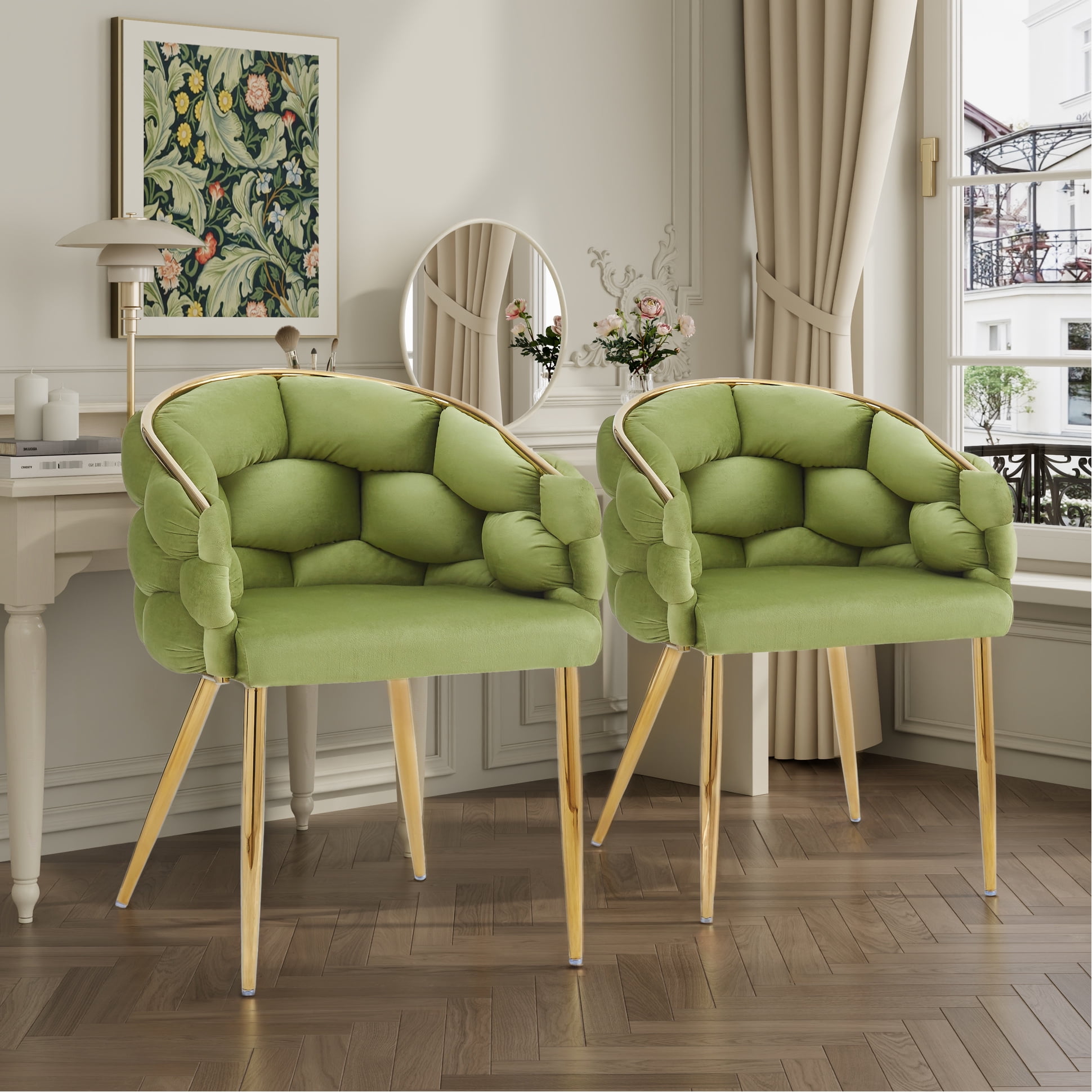 Modern Living Room & Bedroom Armchair, Velvet With Shiny Gold Legs ...