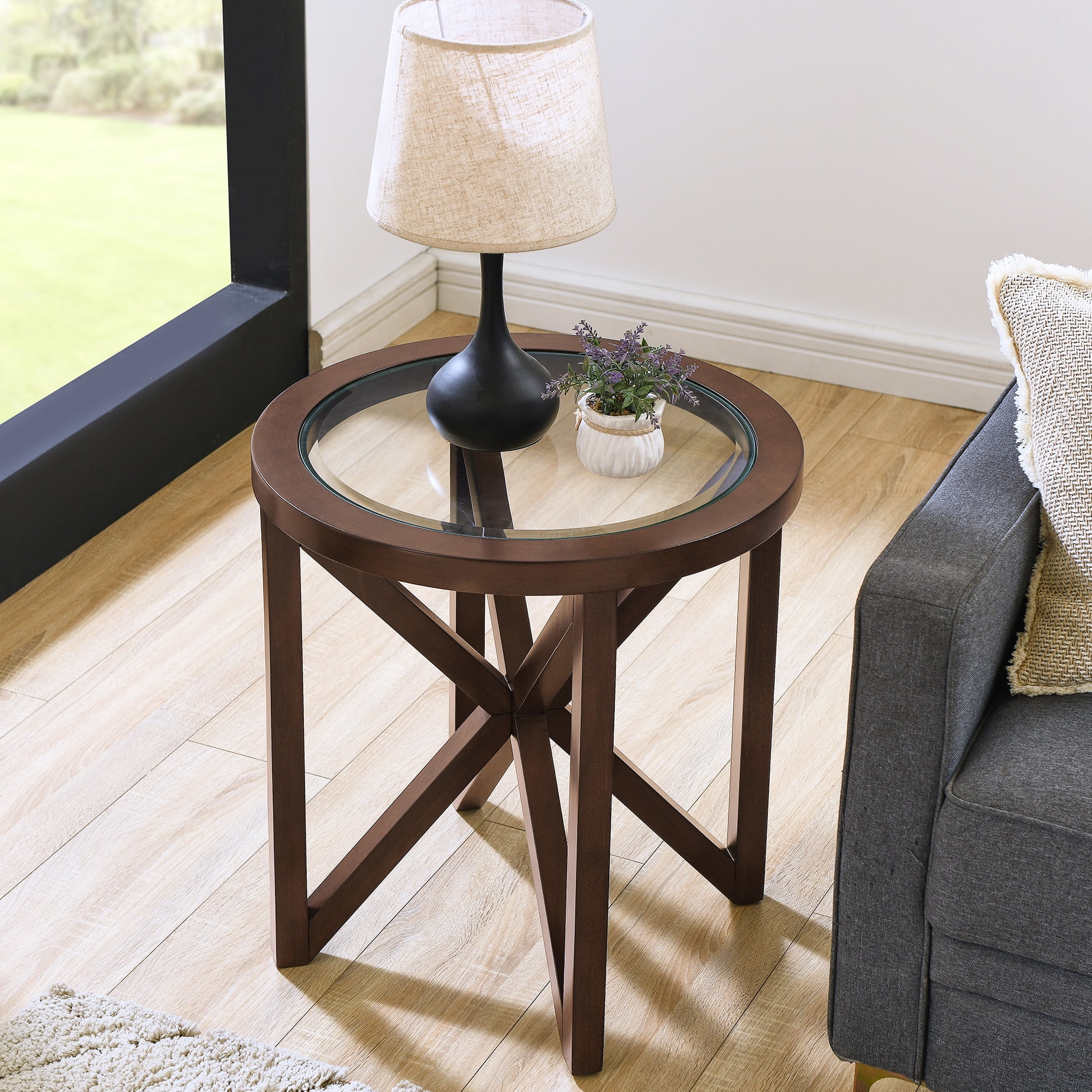 Modern Living Room Study Coffee Table With Tempered Glass Top And Solid ...