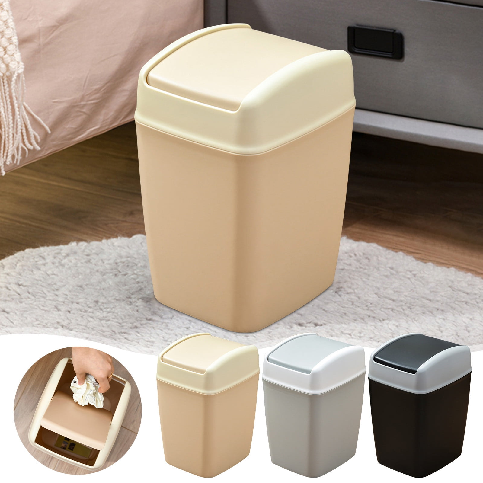 Modern Living Room Waste Bin,Kitchen Dustbin with Lid,Sturdy Plastic ...