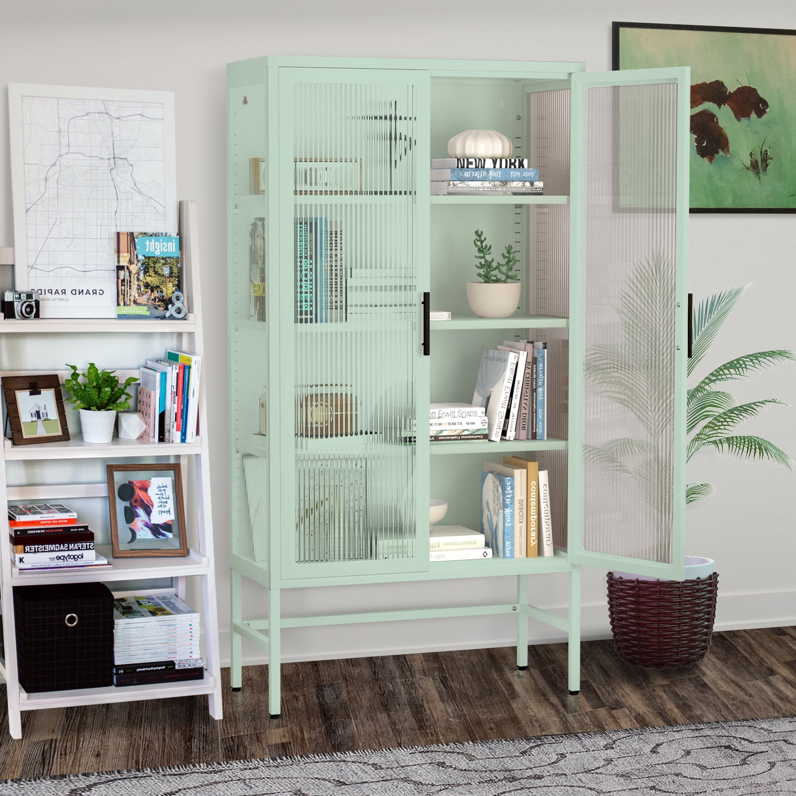 Modern Locker Glass Cabinet, Glass Display Cabinet With 2 Doors ...