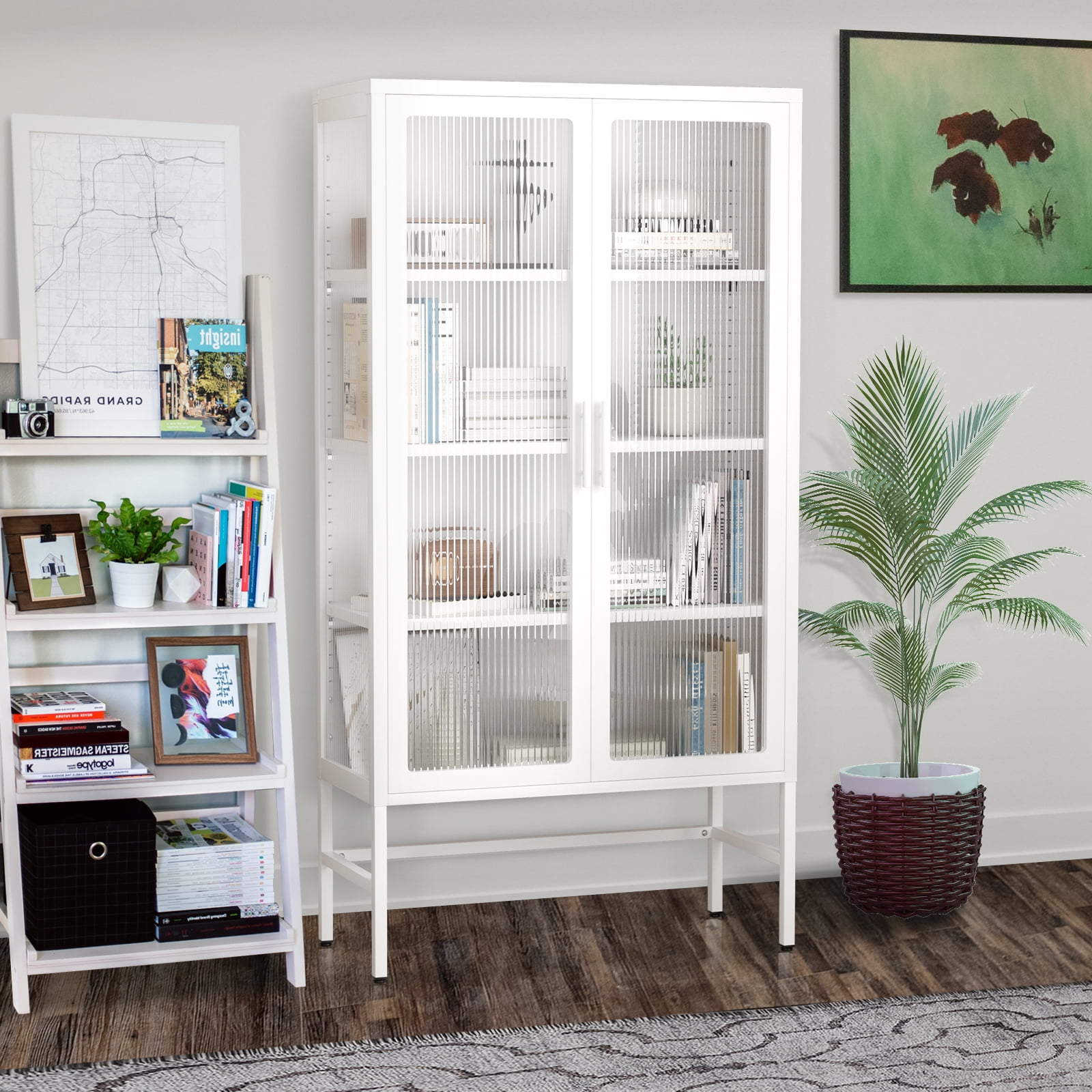 Modern Locker Glass Cabinet, Glass Display Cabinet With 2 Doors ...