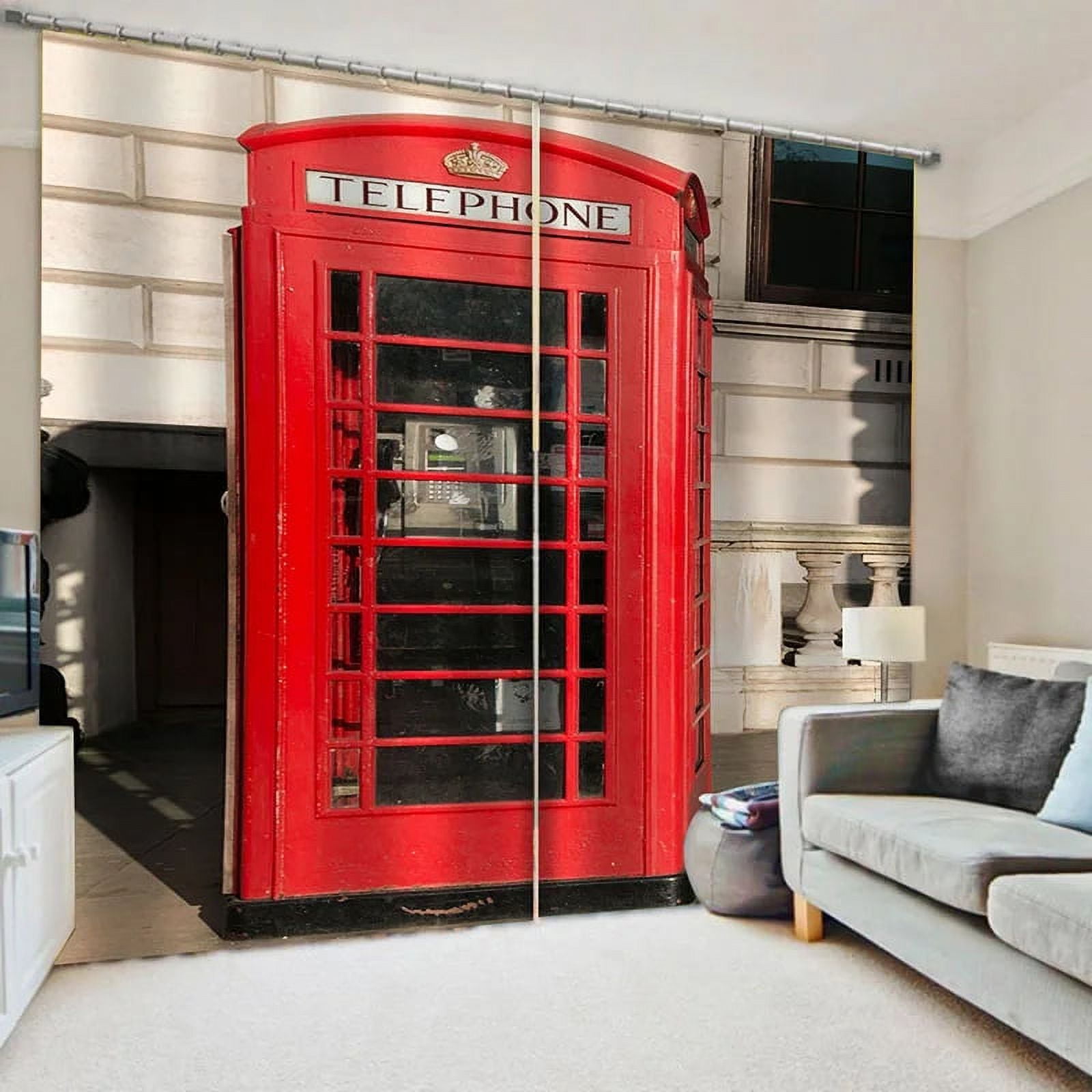 Modern London Curtains Retro Teleph Booth Traditional Local Cultural ...