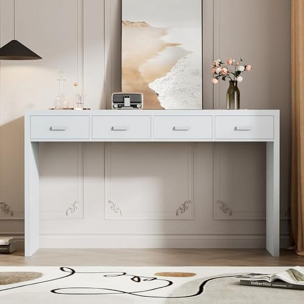 Modern Long Console Table with 4 Drawers, Entryway Table with Storage ...