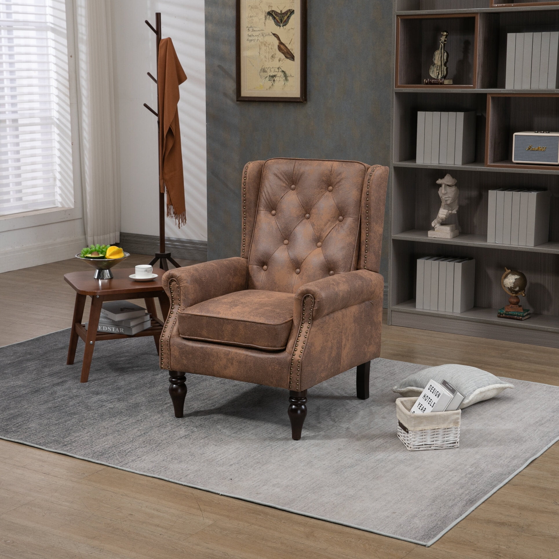 Modern Lounge Arm Chair,Single Accent Chair with Solid Wood Frame and ...