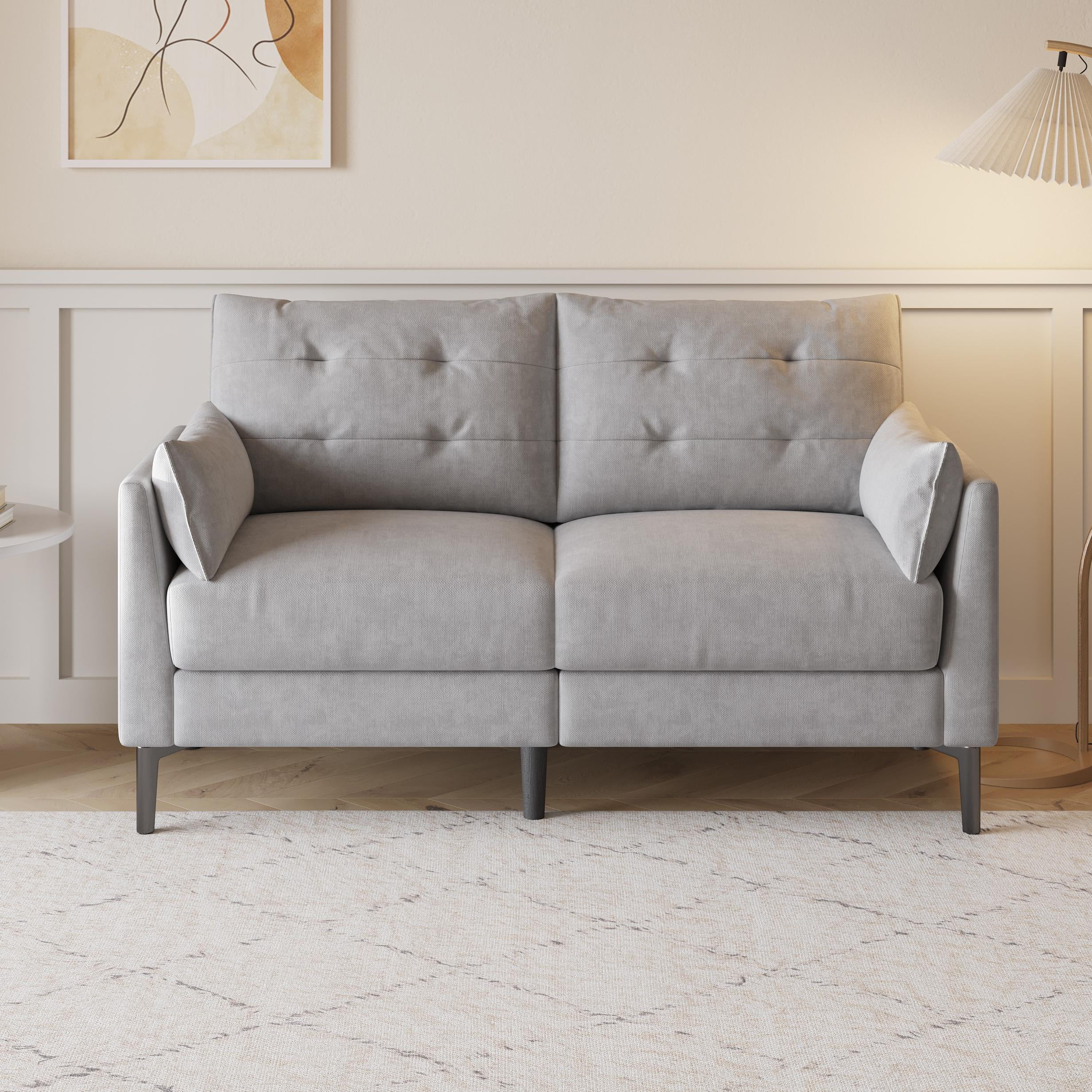 Brand Name - Modern Loveseat Sofa Model - Light Grey Upholstered Couch ...