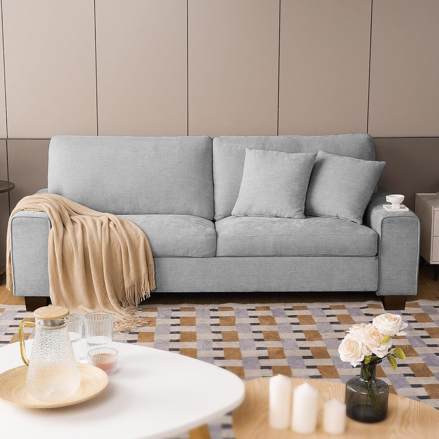 Modern Loveseat Sofa for Living Room,Chenille Recliner, Removable Cover ...