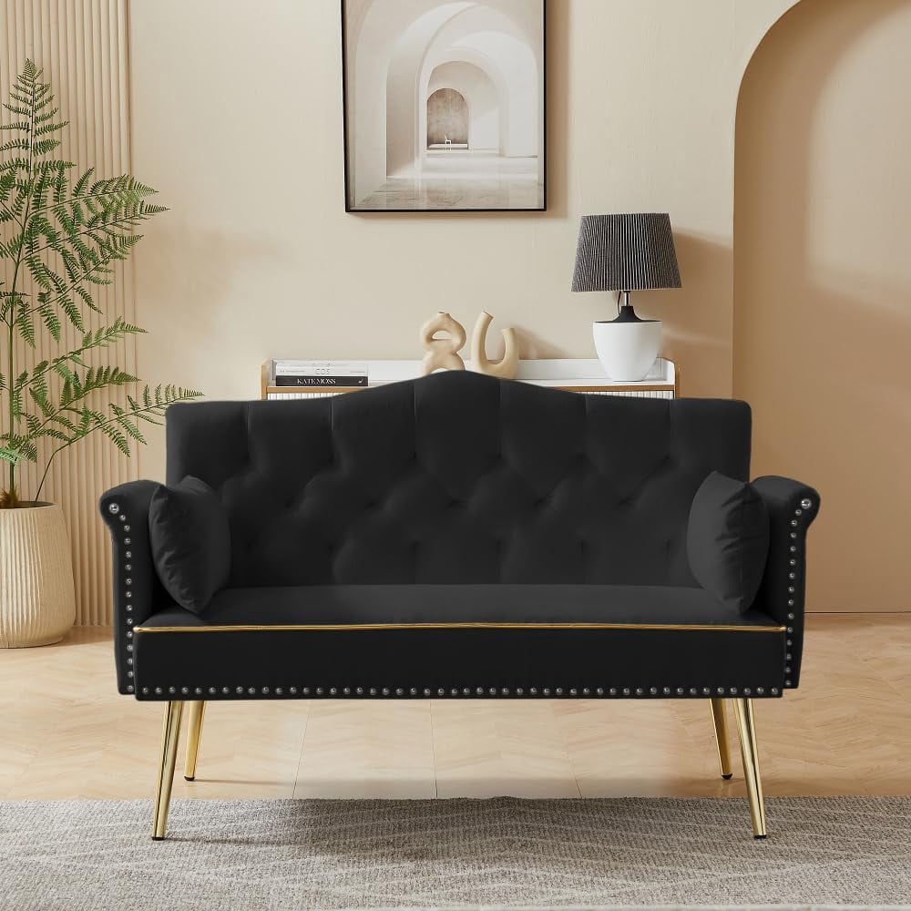 Modern Loveseat Sofa - Small Couch for Small Spaces, Velvet Love Seat ...