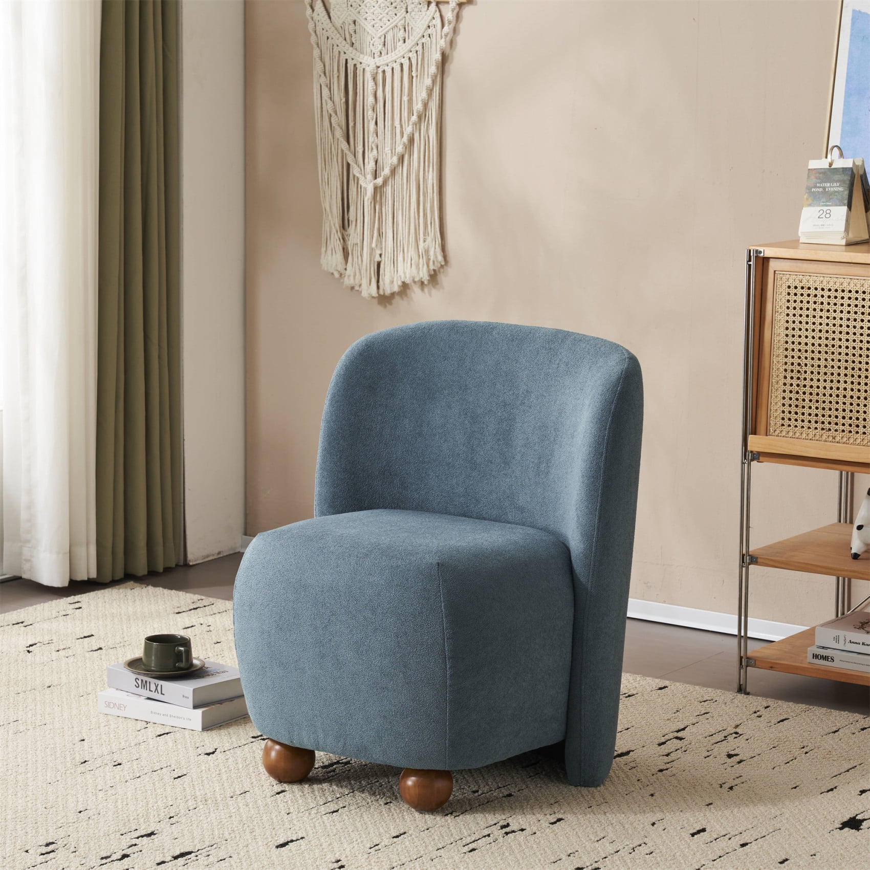 Modern Armless Accent Chair, Small Reading Chair with Upholstery and ...
