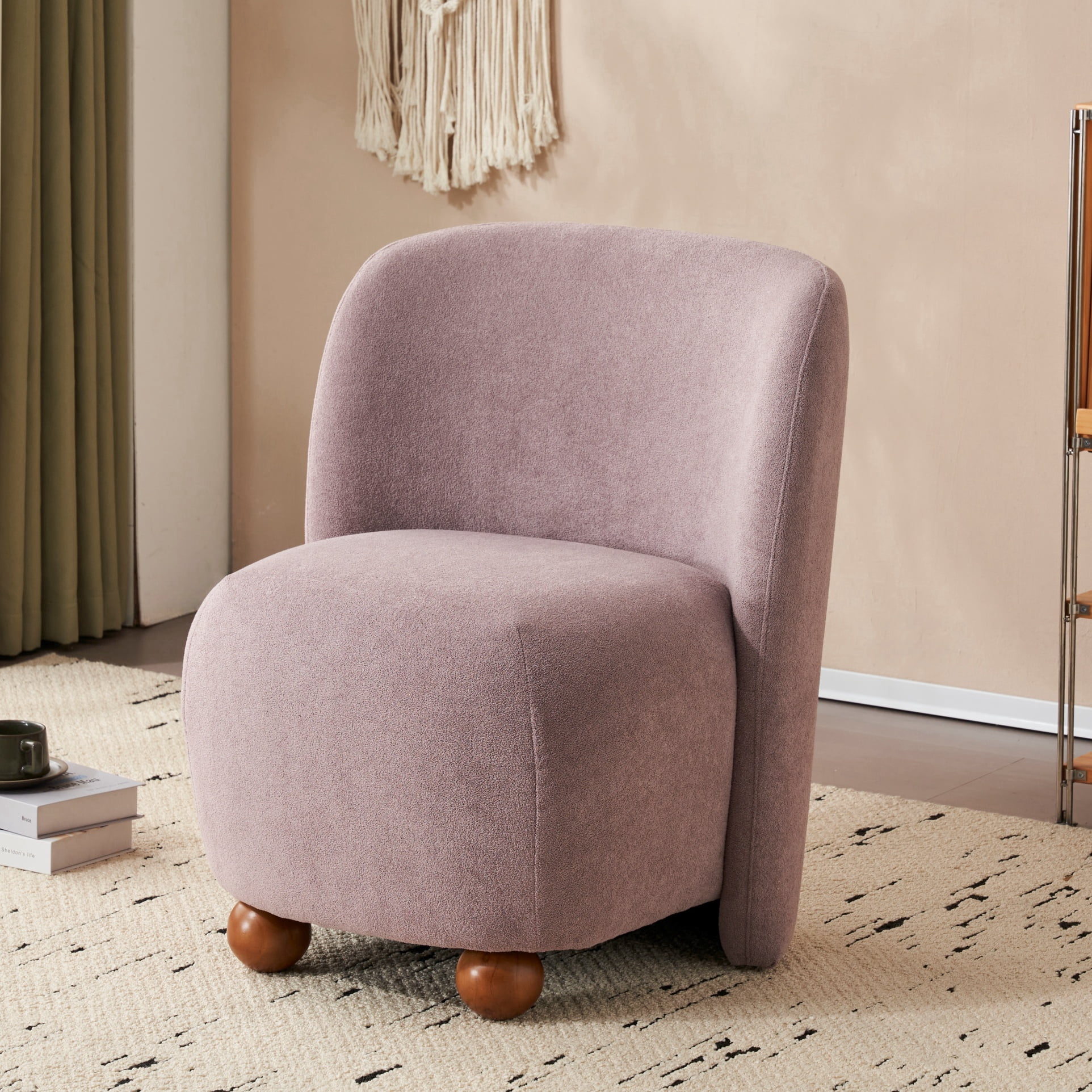 Modern Low Back Accent Chair, Upholstered Armless Living Room Chairs ...