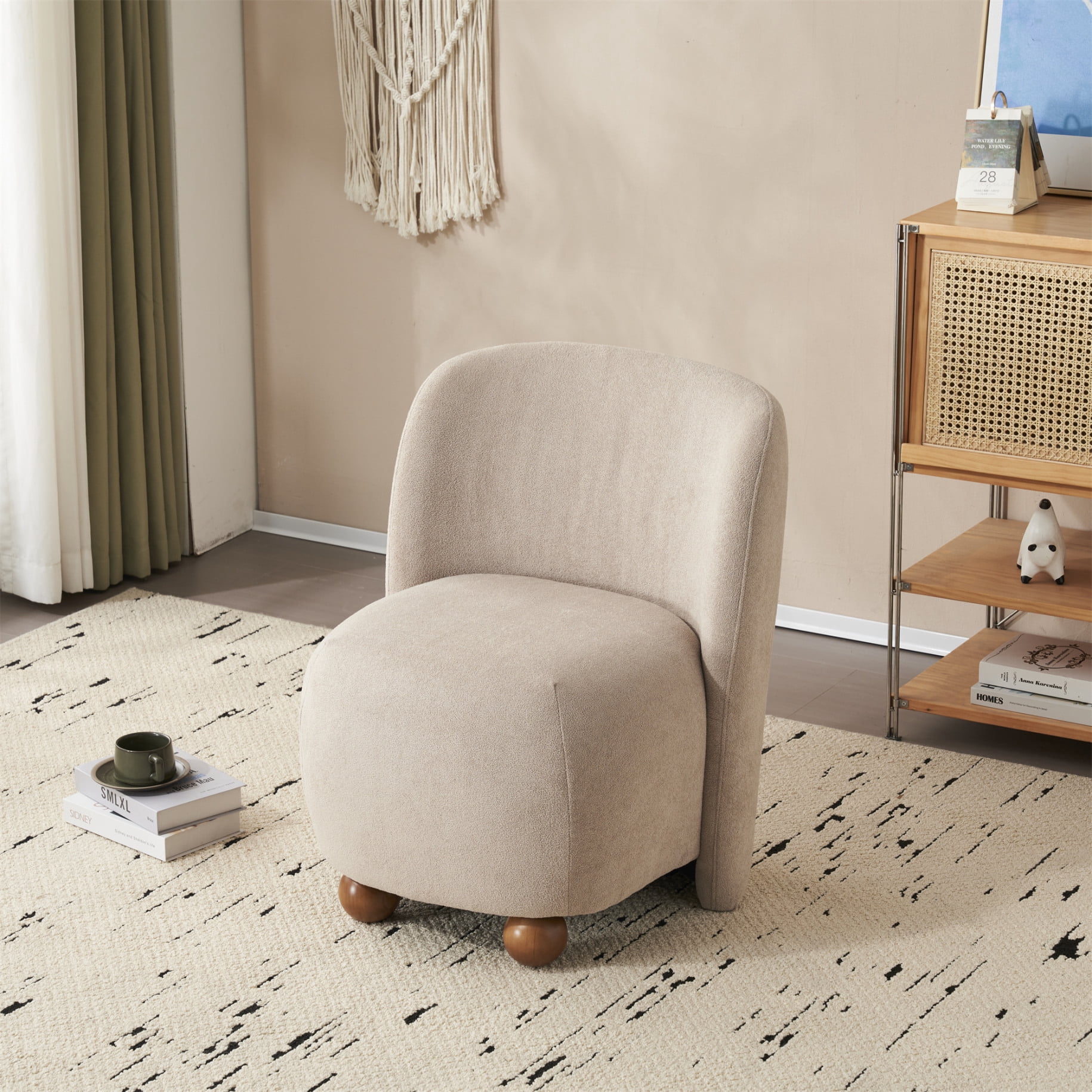 Modern Low-Back Armless Accent Chair, Small Reading Chair with Ultra ...