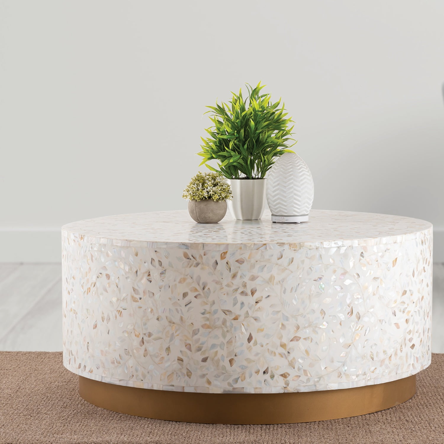 Modern Luxe Mother of Pearl Handmade Coffee Table in Ivory color ...