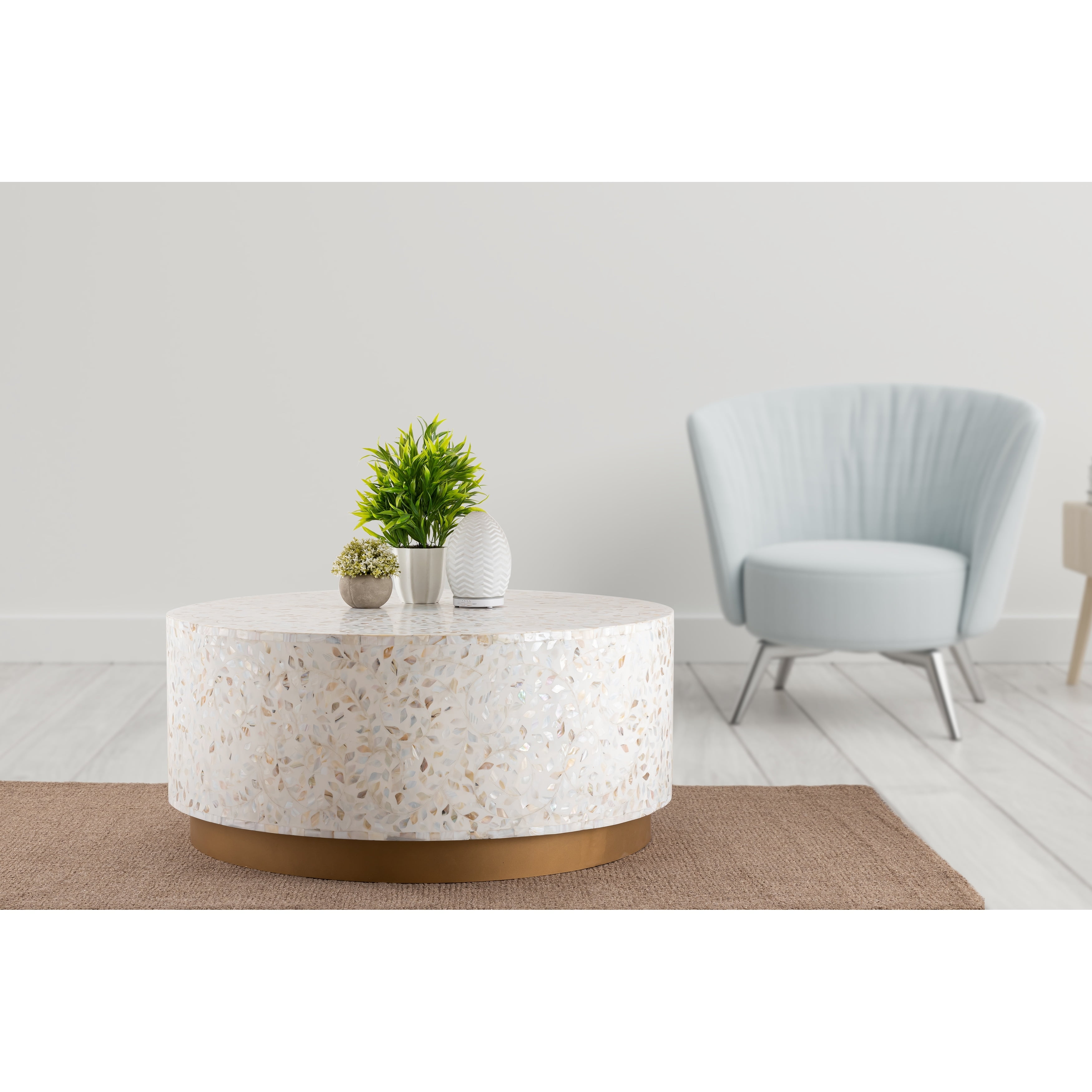 Modern Luxe Mother of Pearl Handmade Coffee Table in Ivory color ...