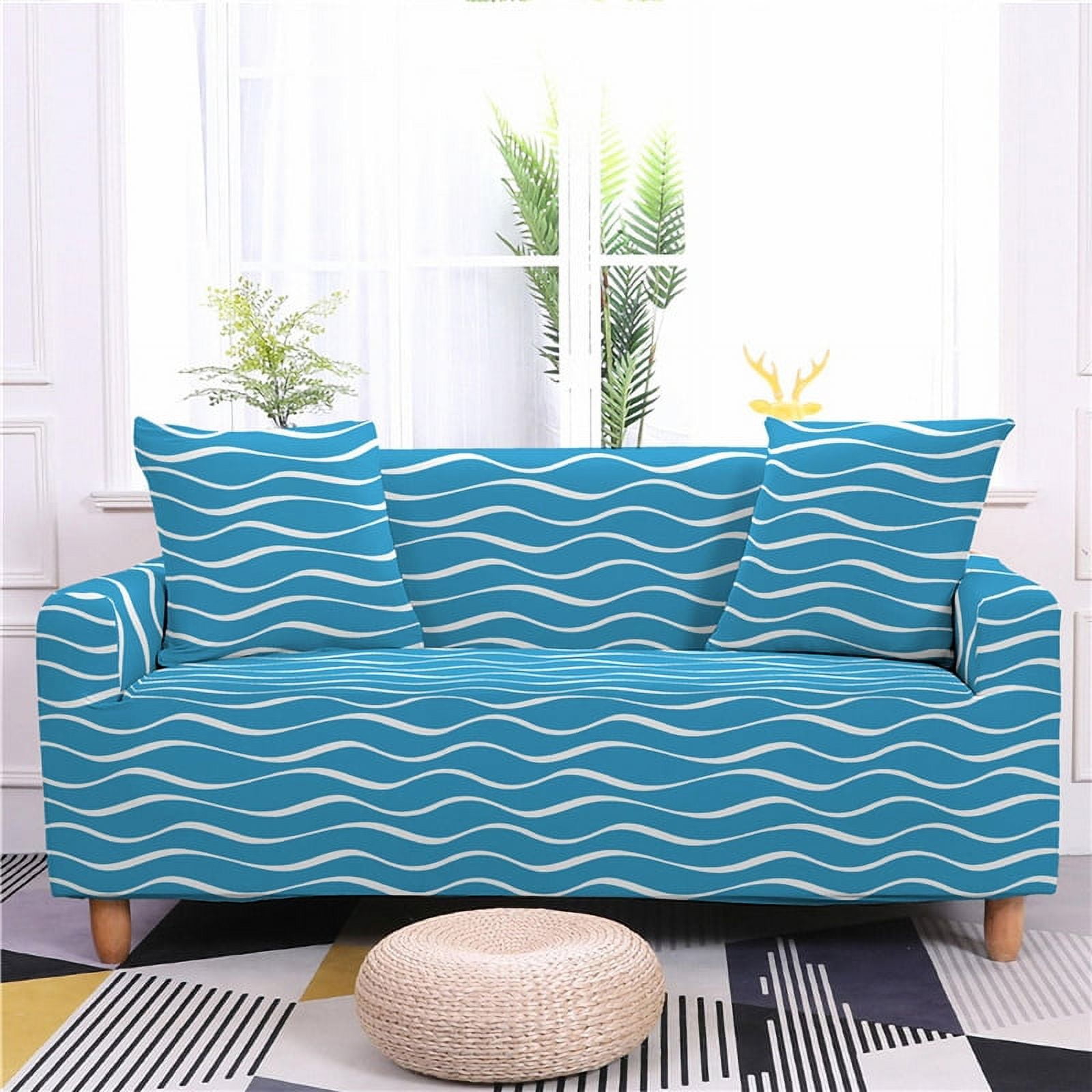 Modern Luxury 3D Geometry Wave Print Stretch Sofa Seat Cover Sofa Cover ...