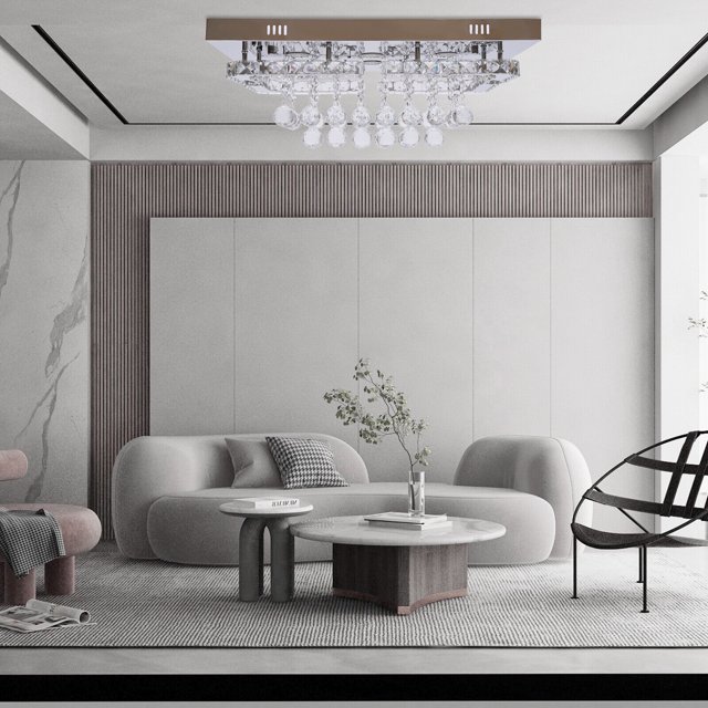 Modern Luxury Crystal Ceiling Light Rectangle Dining Room LED Chandelier +Remote - Walmart.com