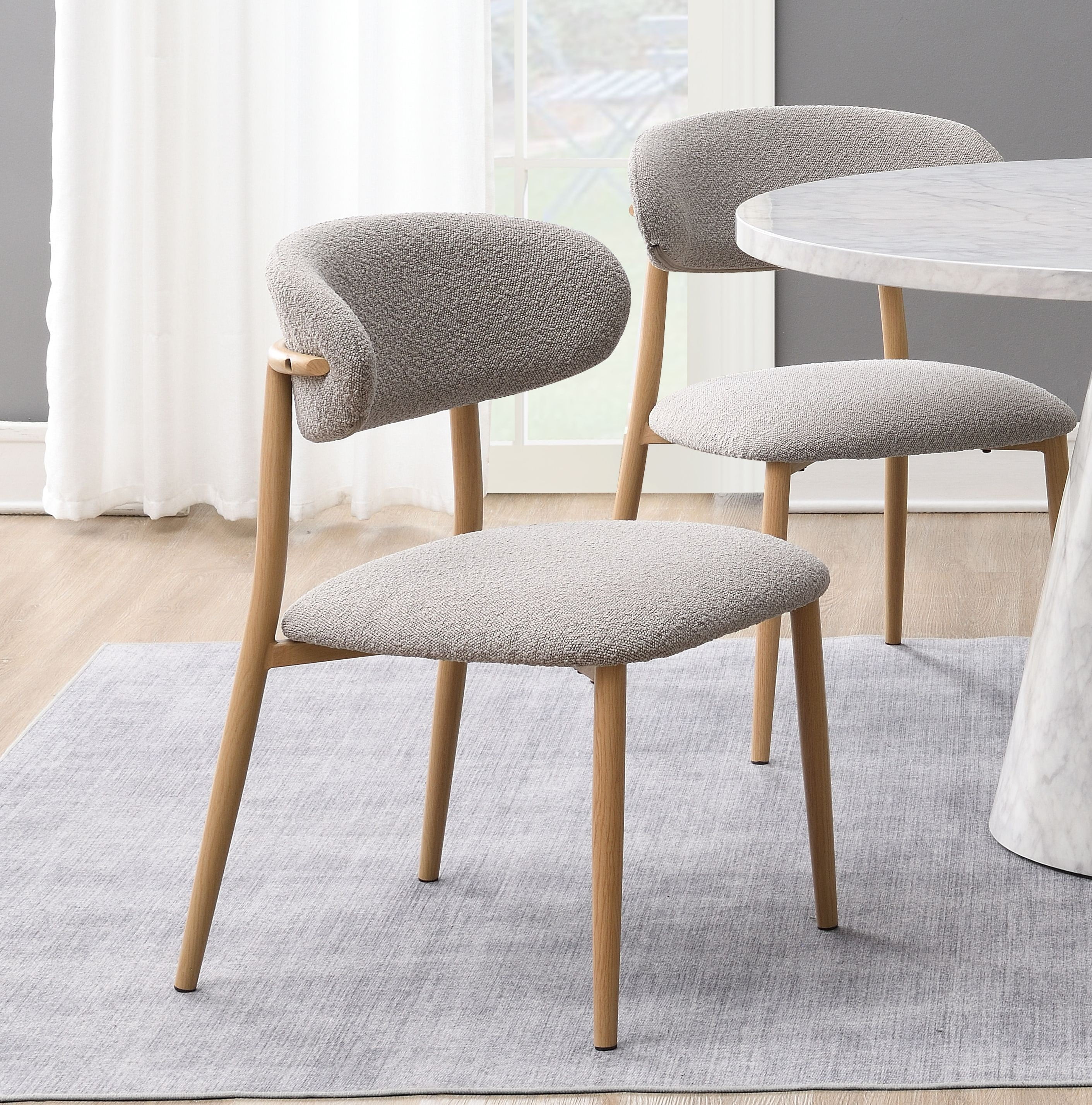 Modern Luxury Dining Chairs 2pc Set Light Gray Padded Seat Back Cushion ...