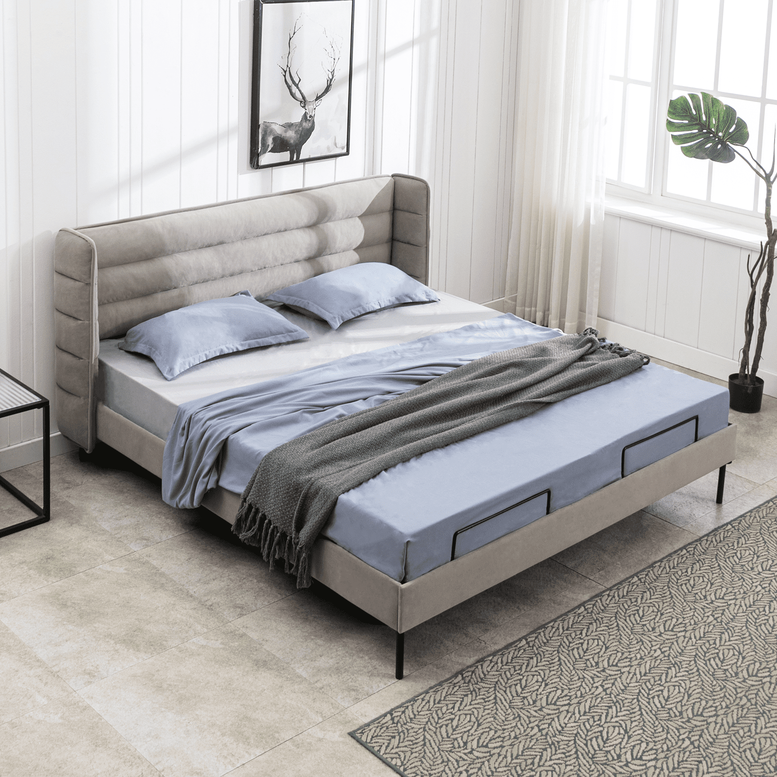 Modern Luxury King Size Motorized Adjustable Bed Base Frame with Head ...