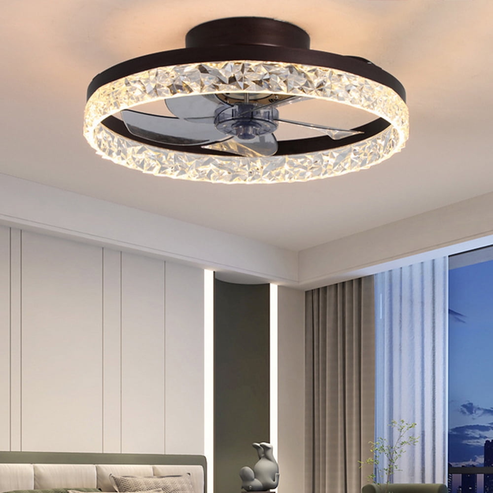 Modern Luxury LED Ceiling Fans Lacquered Iron Circular Flush Mount ...