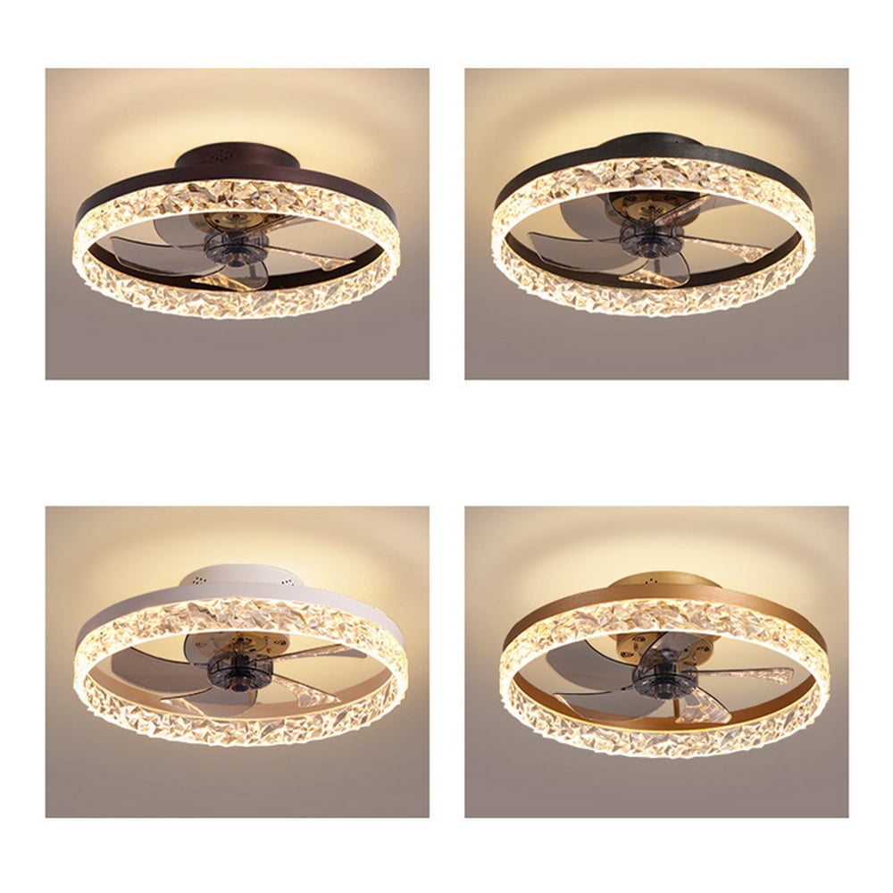 Modern Luxury LED Ceiling Fans Lacquered Iron Circular Flush Mount ...