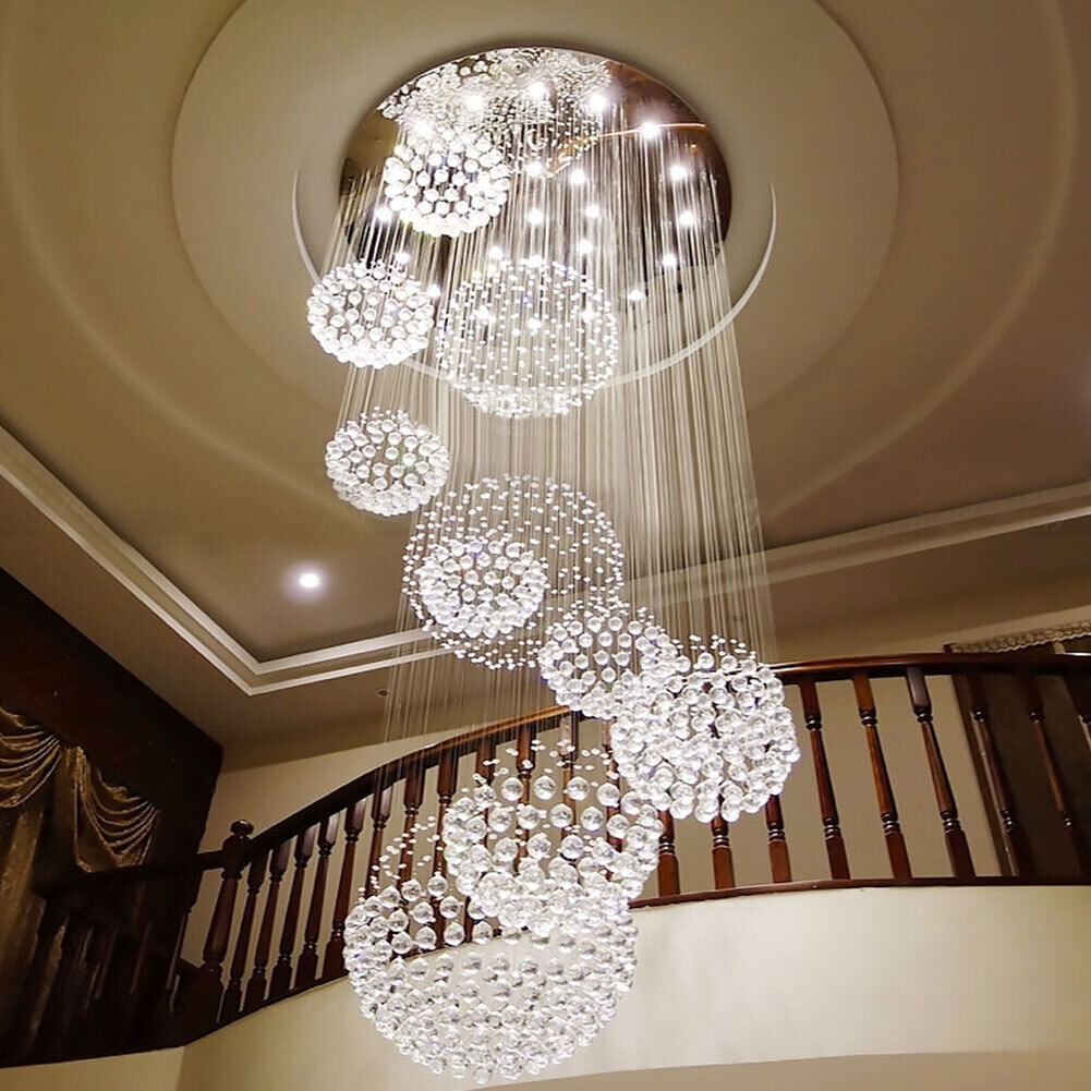Modern Luxury Rain Drop LED Spiral Ceiling Light Crystal Chandelier ...