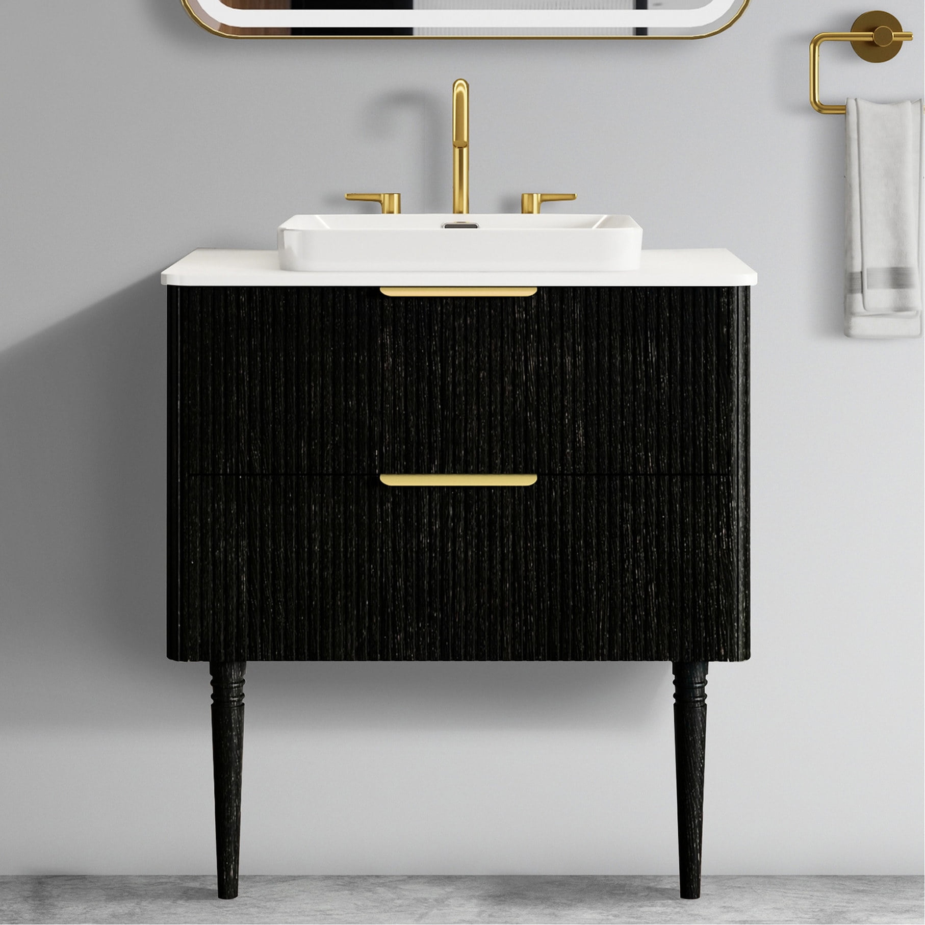 Modern MDF Bathroom Vanity | Smoked Oak Laminated | Rust-Resistant ...