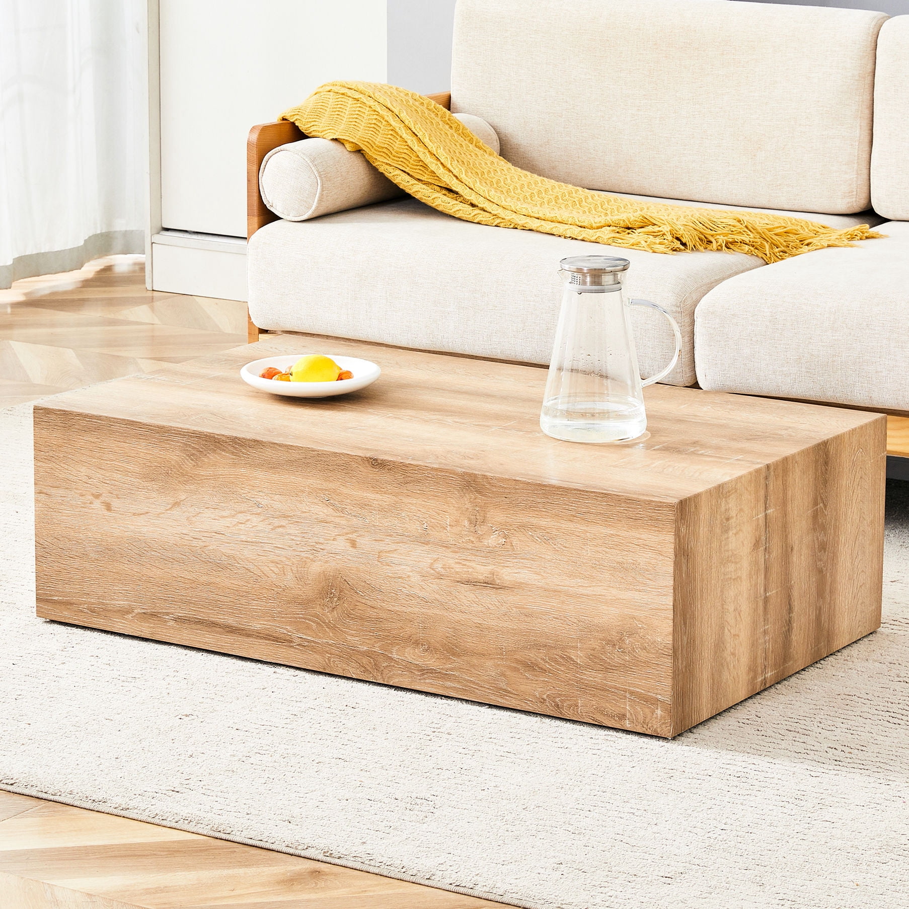 Modern MDF coffee table with natural wood grain sticker for living room ...
