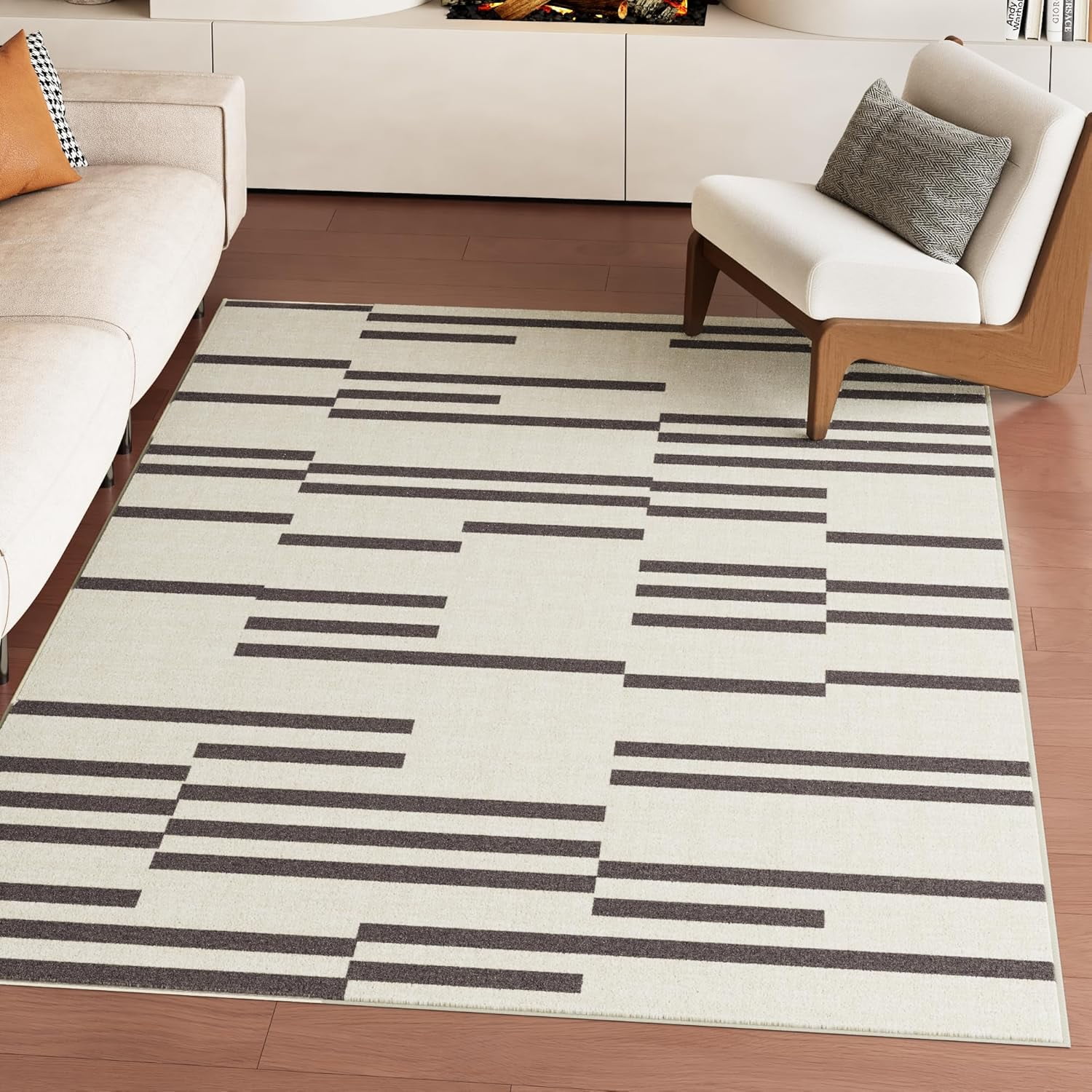 Modern Machine Washable Rug, Spill-proof Surface, Non-slip Backing ...