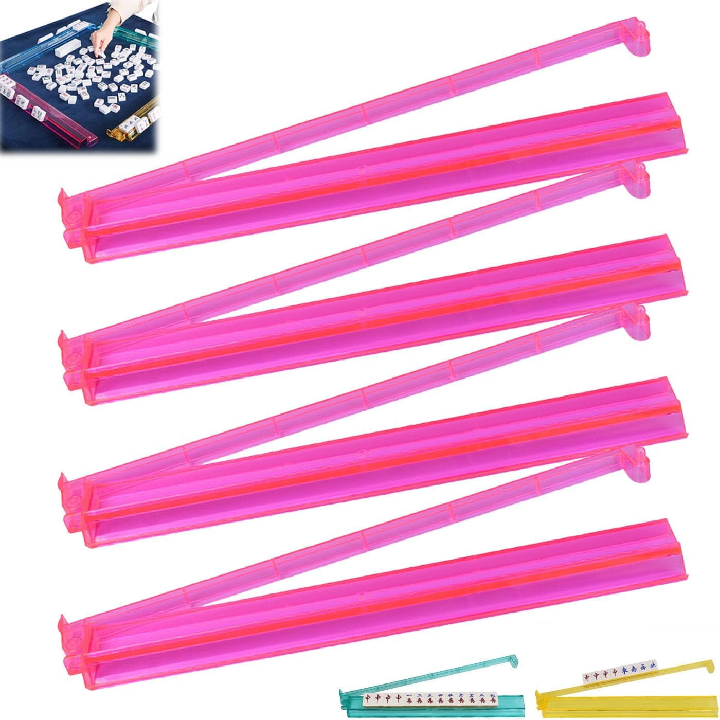 Modern Mahjong Rack & Pusher Combo - Multicolor Acrylic Set of 4 ...