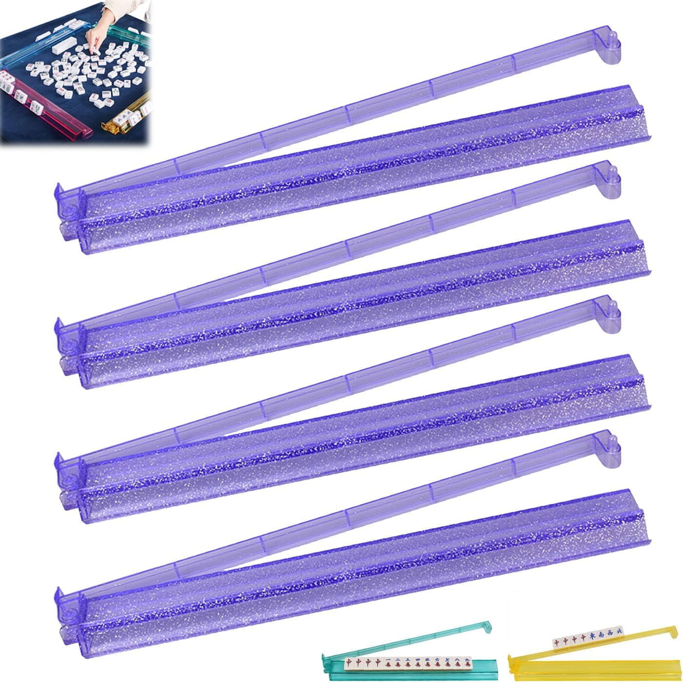 Modern Mahjong Rack & Pusher Combo - Multicolor Acrylic Set of 4 ...