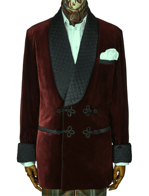 Modern Man Quilted Burgundy Velvet Smoking Jacket – Tailored Fit ...
