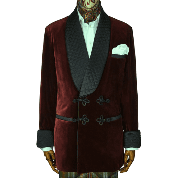 Modern Man Quilted Burgundy Velvet Smoking Jacket – Tailored Fit ...