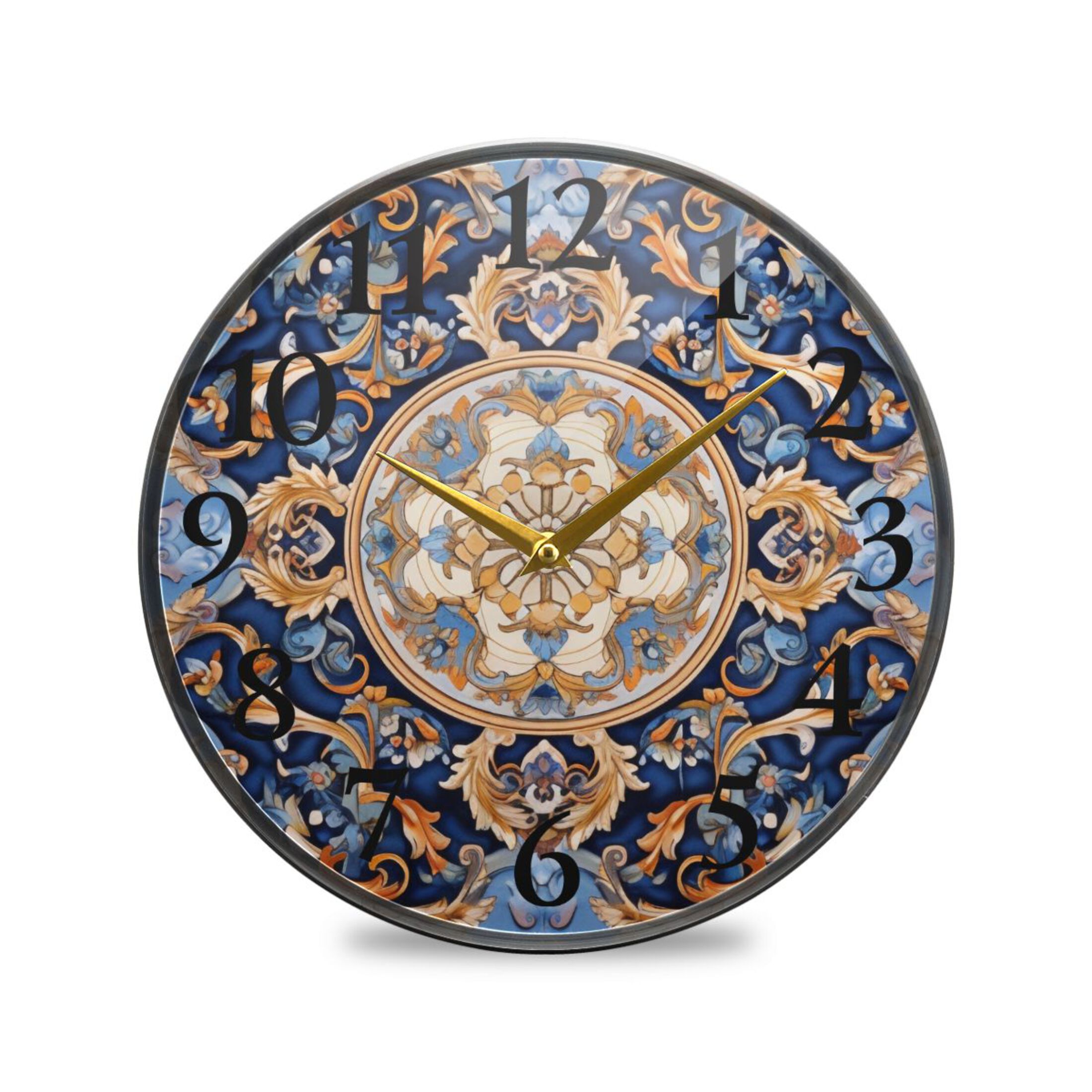 Modern Mandala Wall Clocks Battery Operated 9.5 Inch Round Clock Acrylic Silent Non-Ticking ...
