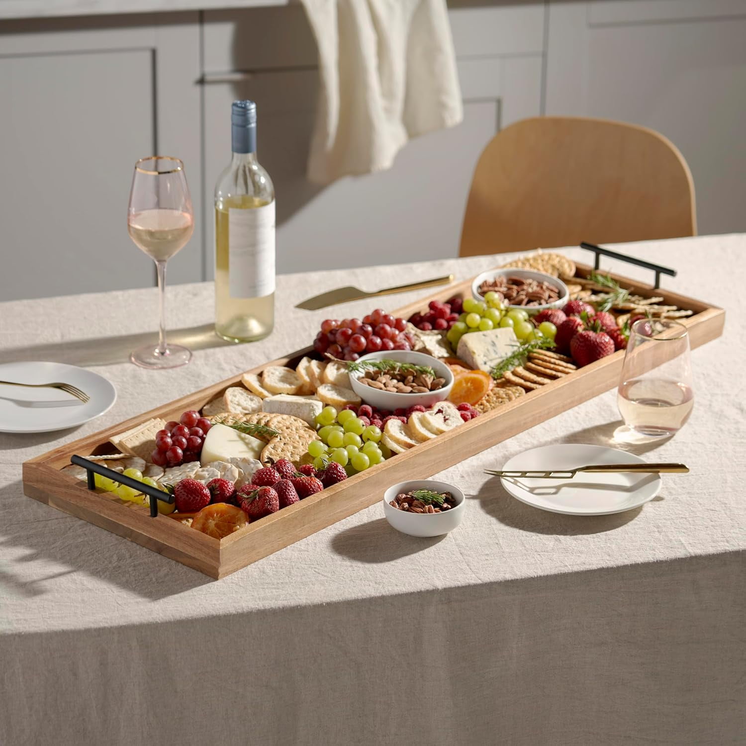 Modern Manor Longboard Cheese Platter with Handles, Rectangular Cheese ...