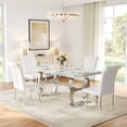 Modern Marble Dining Table for 4, 69" Faux Marble Table with Dual H ...