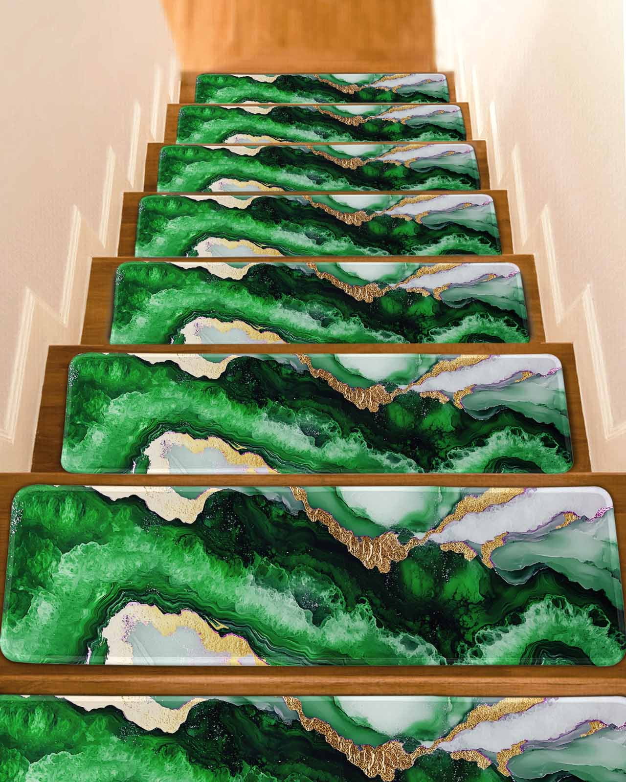 Modern Marble Non-Slip Stair Treads for Wooden Steps, 15 Pack-8x30in ...