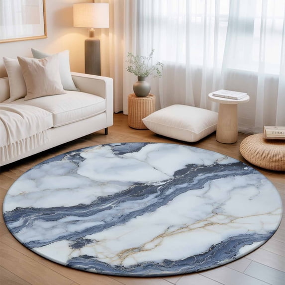 Modern Marble Texture Stone Art Round Rug 5ft Abstract Marble Washable ...