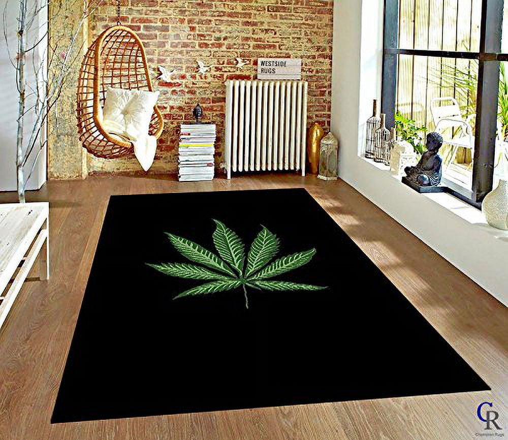 Modern Mary Jane Leaf Weed Marijuana Plant Carpet Theme Oriental Area ...