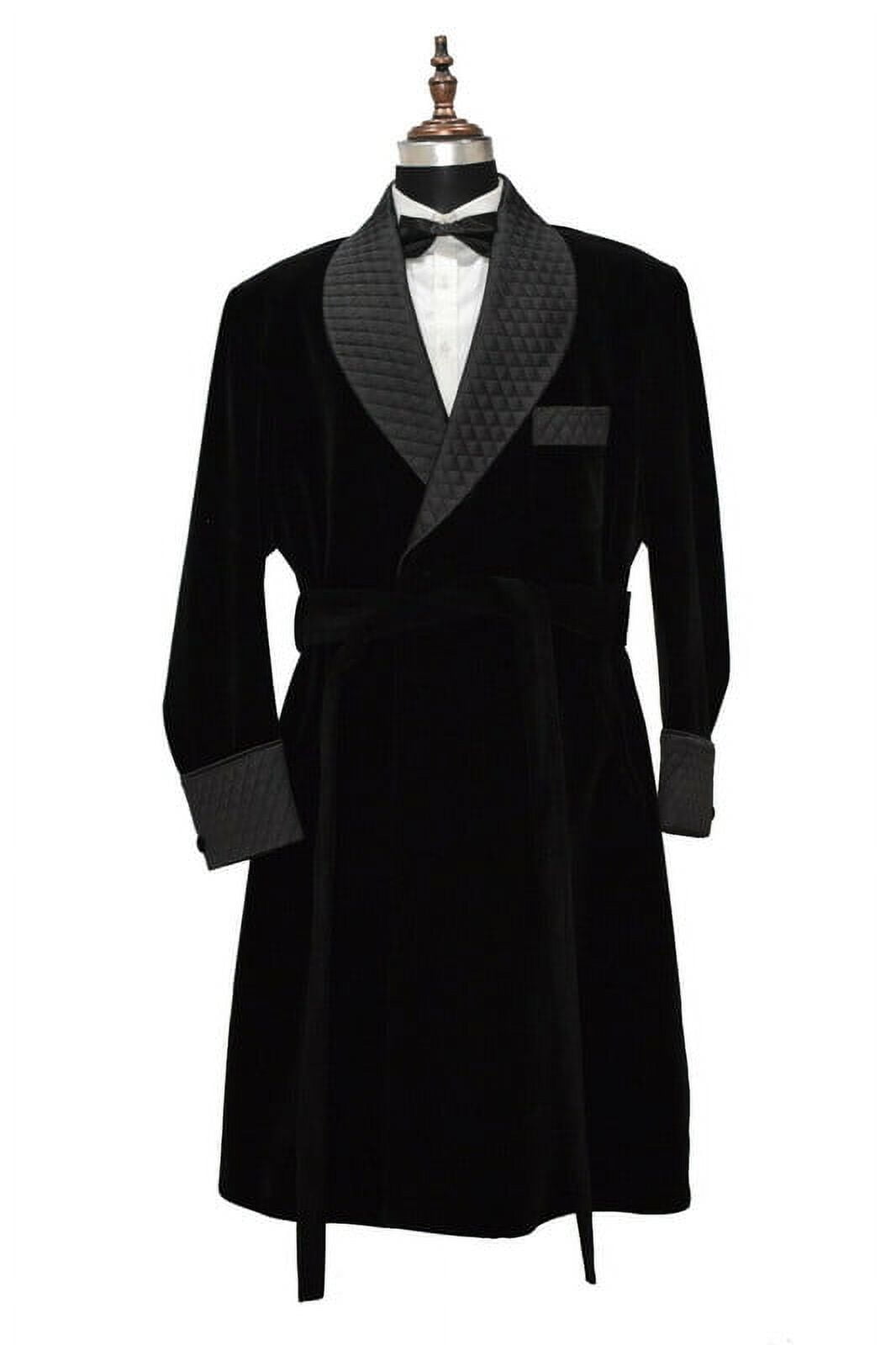 Modern Mens Quilted Long Black Velvet Dressing Gown – Luxurious Leisure ...