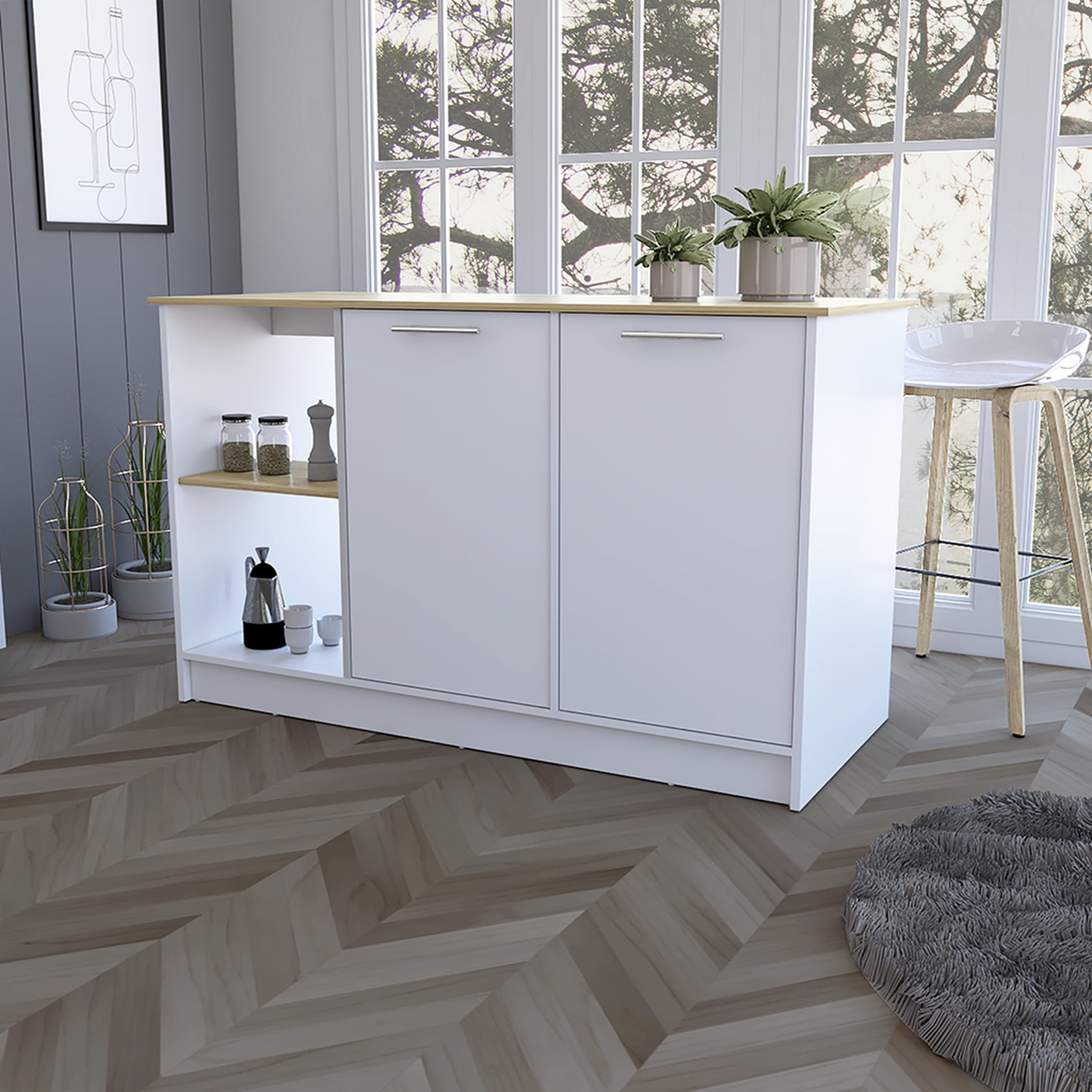 Modern Mercury Kitchen Island With Copious Countertop Surface, Double ...