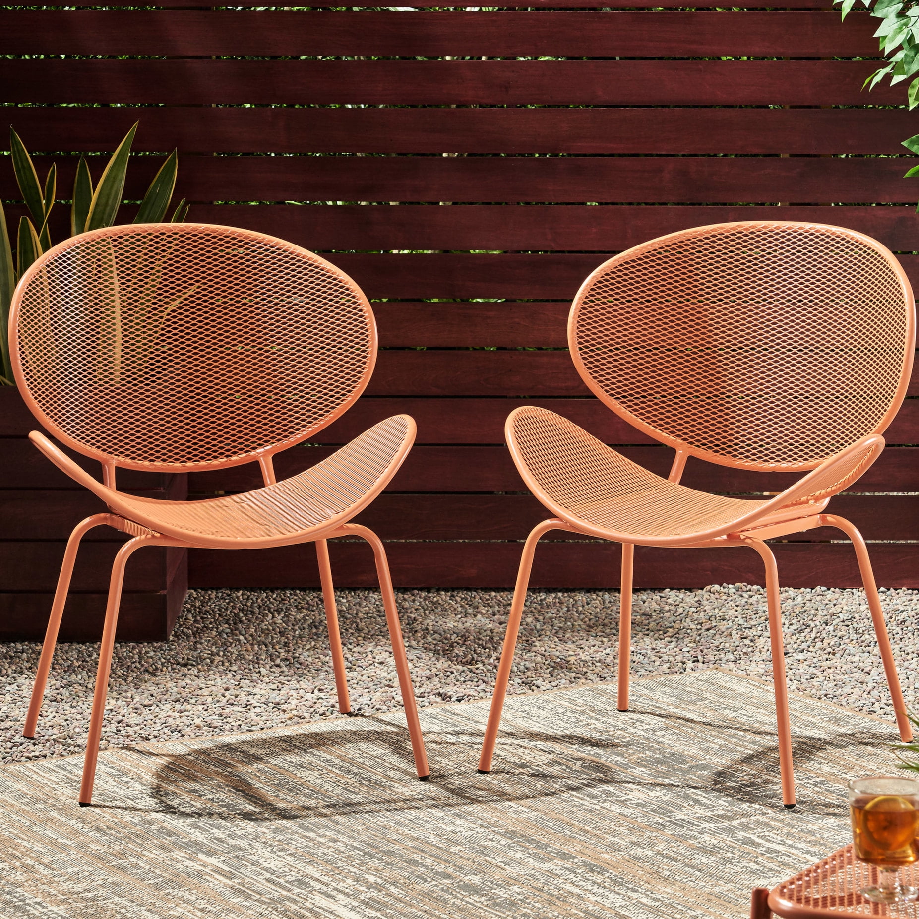 Modern Mesh Seating Chair Set | Perfect for Outdoor Relaxation | Metal ...