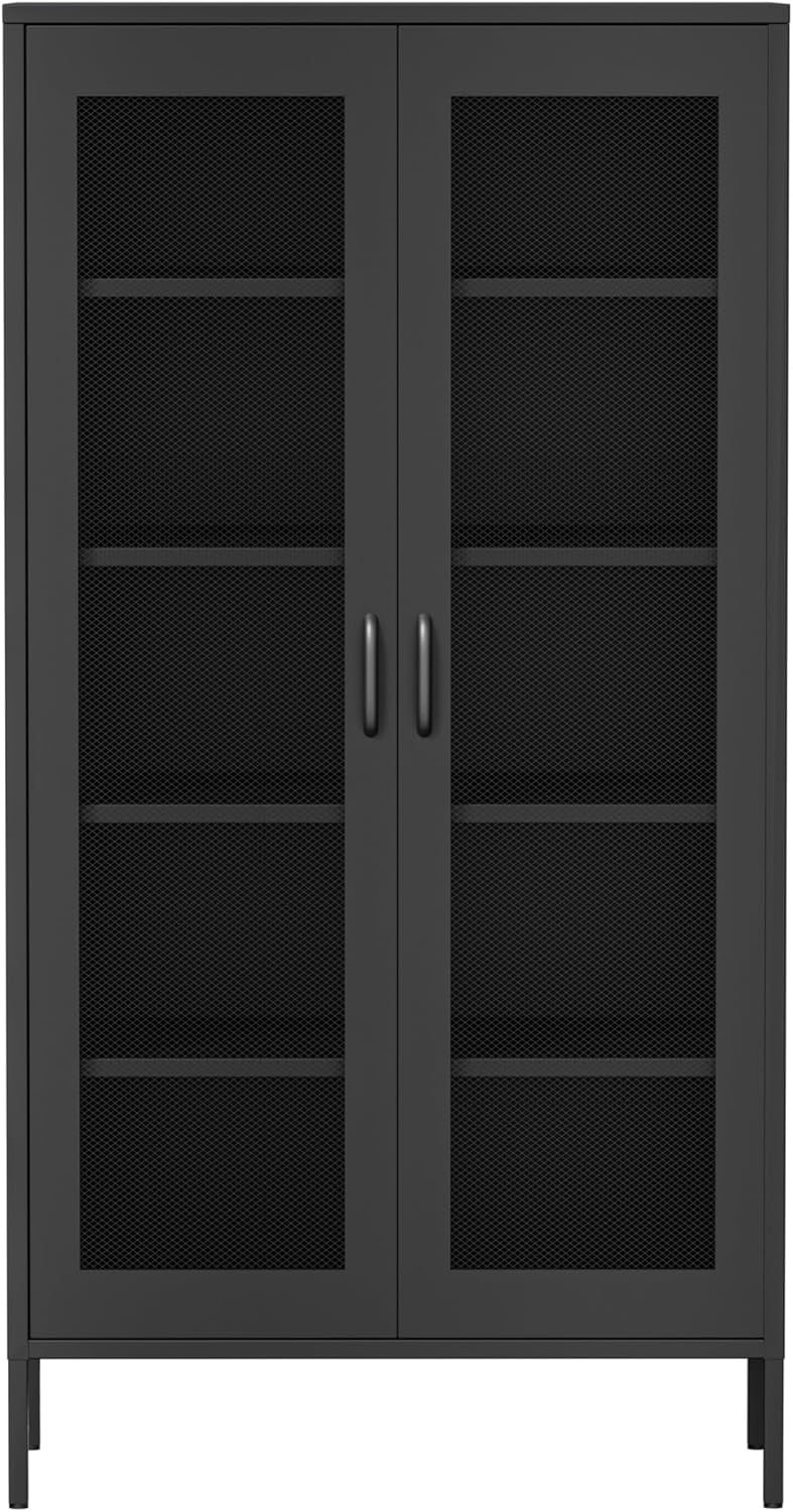Modern Mesh Storage Cabinet, Free Standing Tall Pantry, Cupboard Metal ...