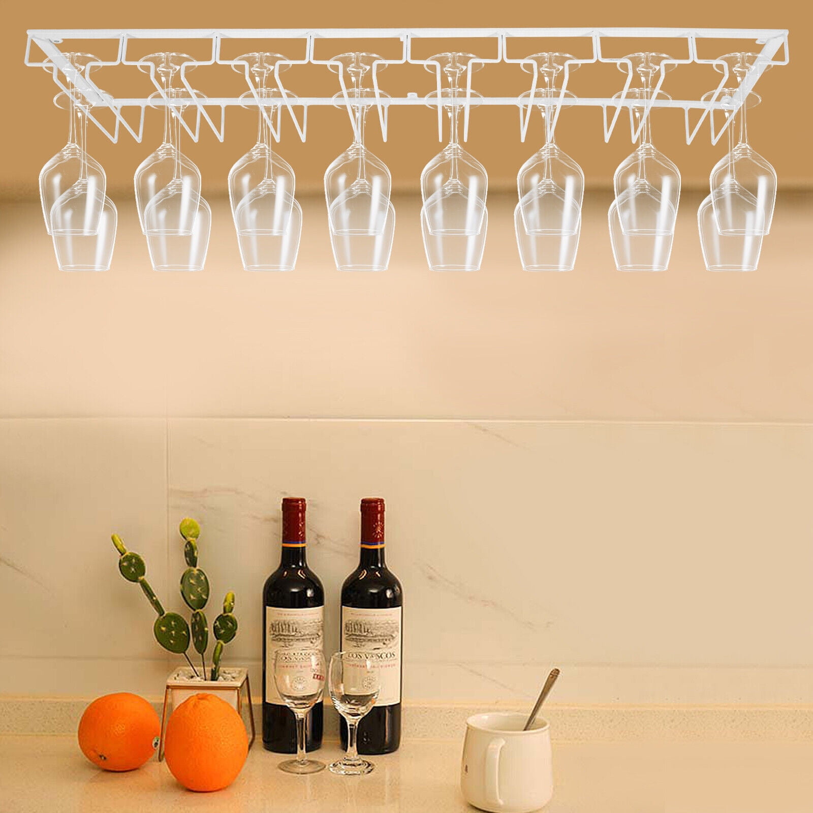 Modern Metal 16 Wine Glass Rack Holder Wall-Mounted Cup Holder Hanging ...